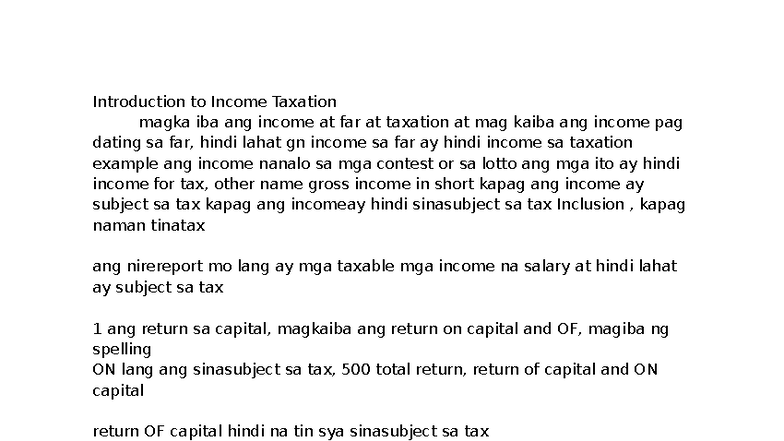 Introduction to Income Taxation CHAP 3: Key Concepts and Examples - Studocu
