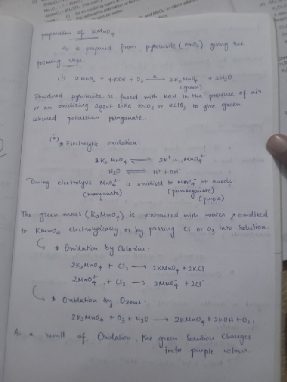 KMnO4 Preparation and Properties: Class 12 Detailed Notes - Studocu