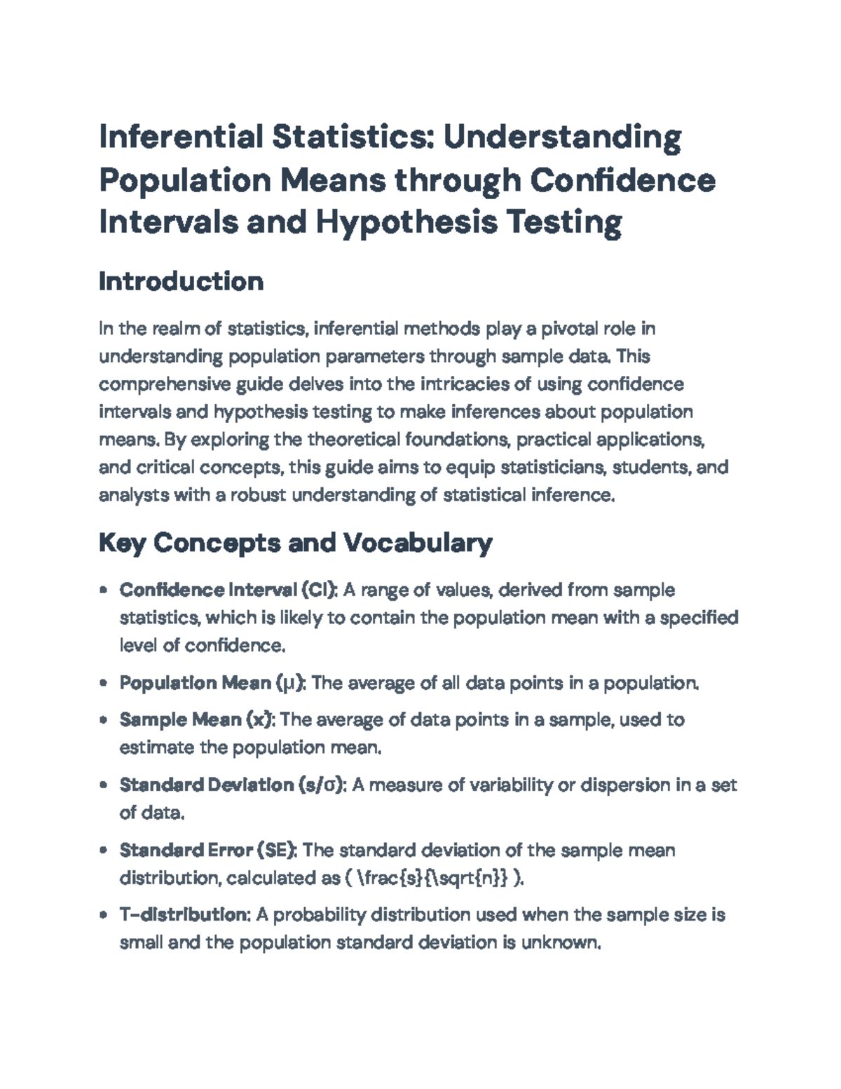 Inferential Statistics: Confidence Intervals & Hypothesis Testing Guide ...