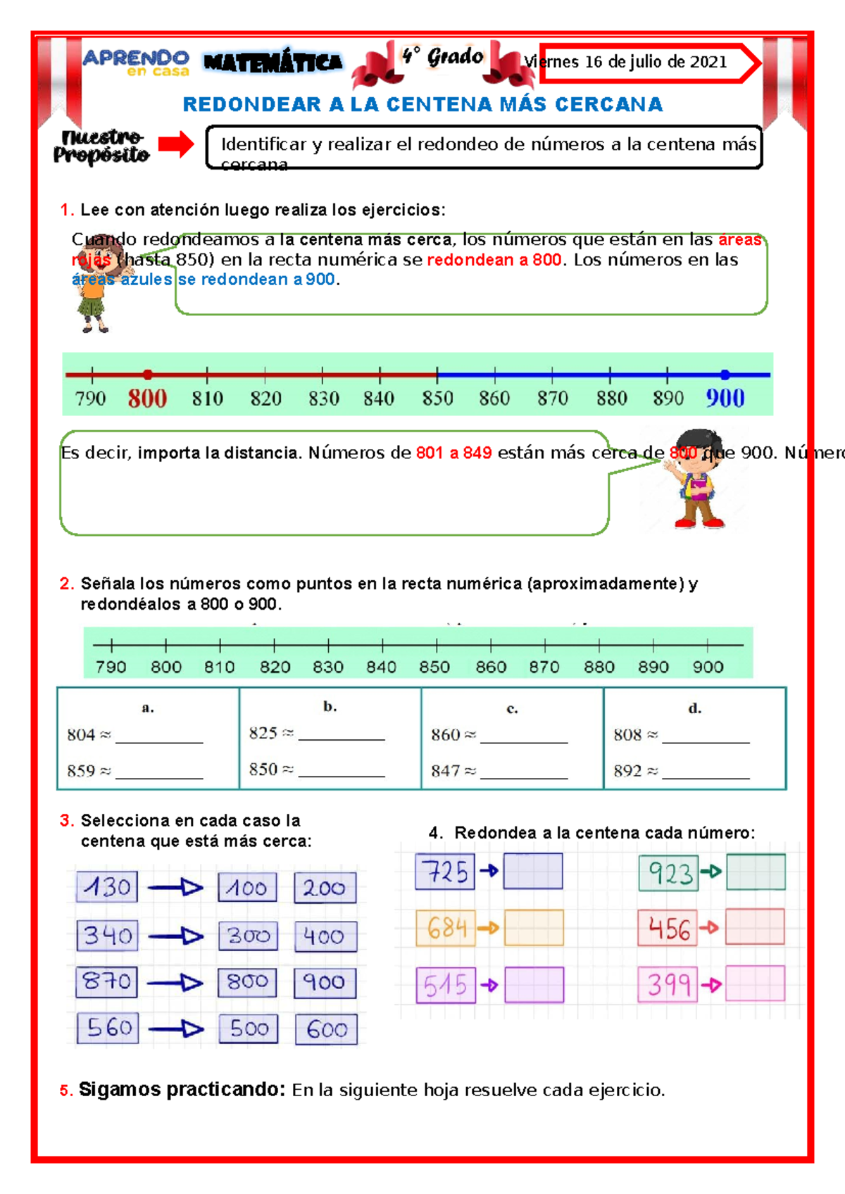 Matemáticas - Redondeo a la Centena Más Cercana (16/07/2021) - Studocu