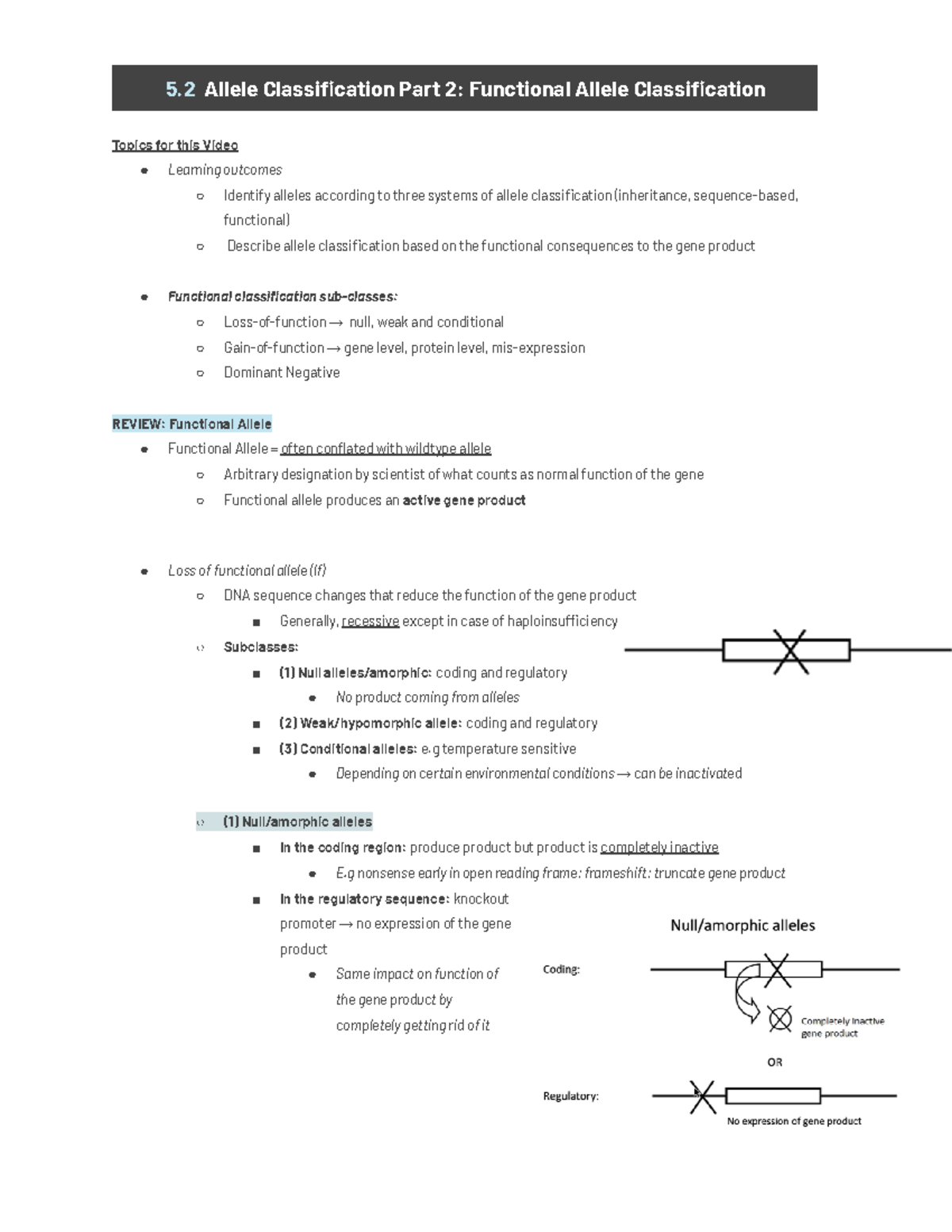 Biology 2581 B (10) - Notes - 5 Allele Classification Part 2 ...