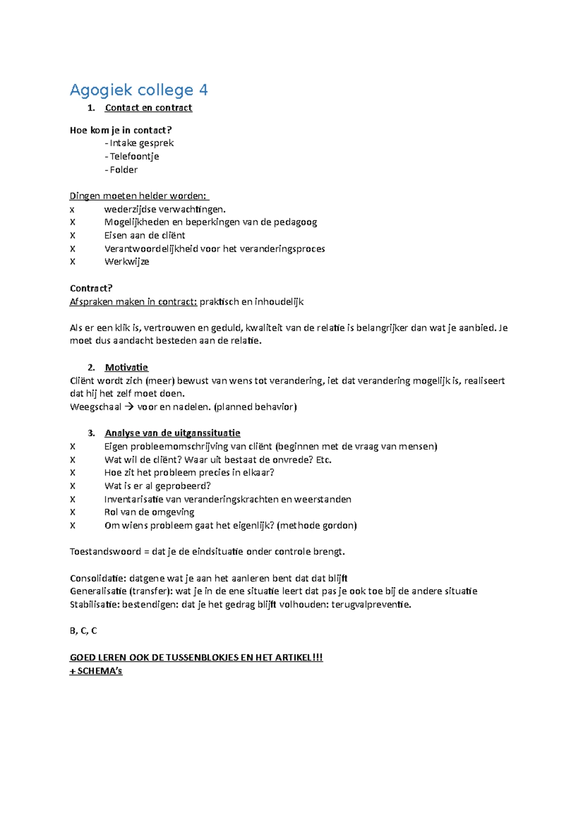 Samenvatting Agogiek: Voorwaarden agogie en Wat heeft agogiek te bieden ...