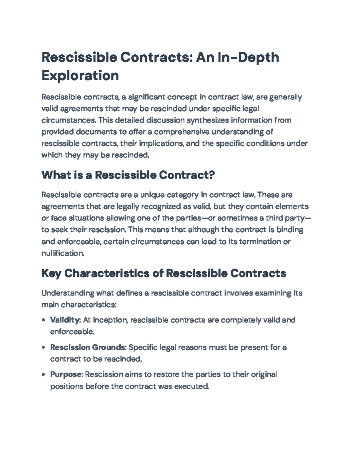 Rescissible Contracts: Legal Grounds and Implications Explained ...