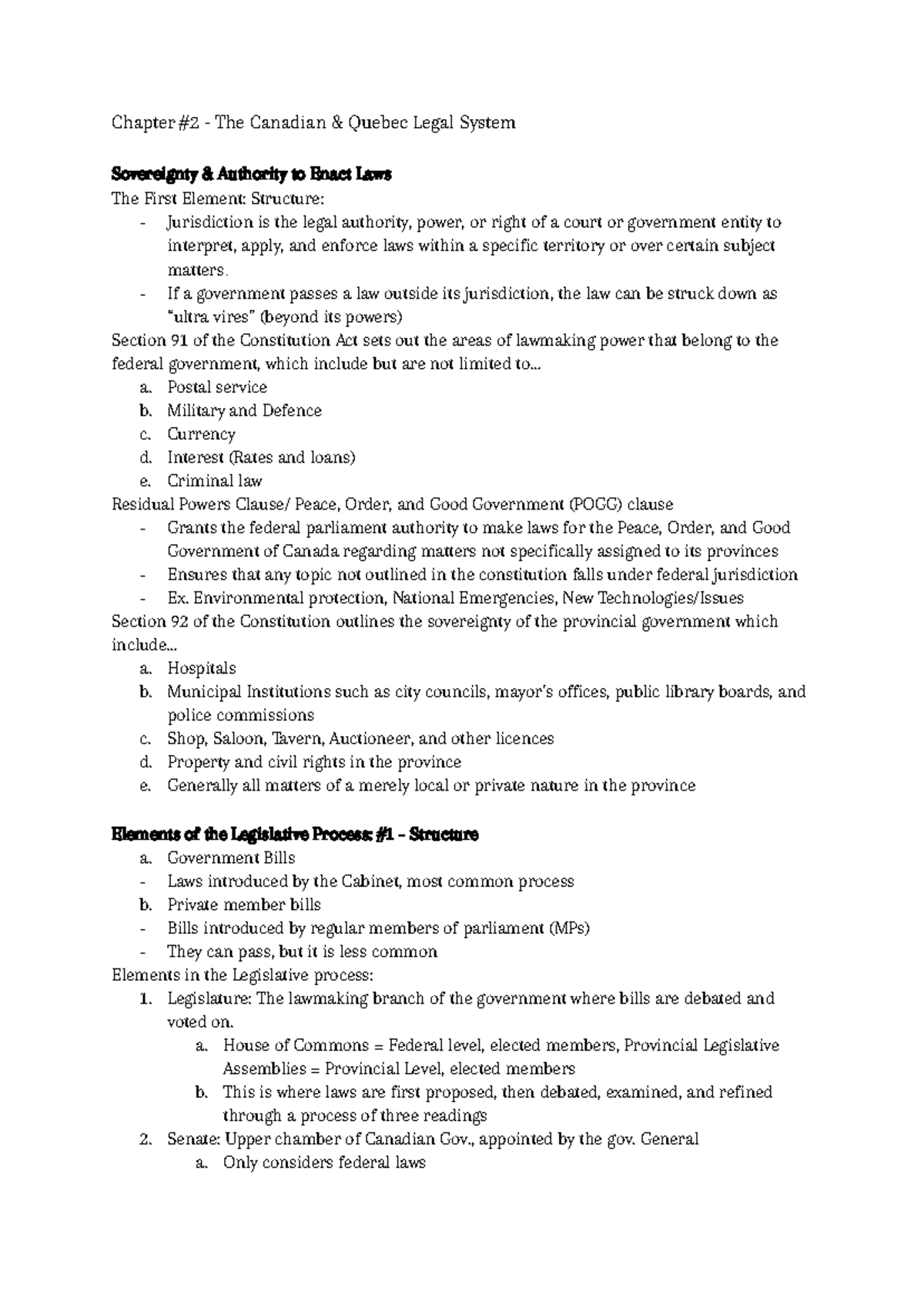 Mana 298 Test #1 - Chapter 2 Review: Quebec Legal System Overview - Studocu