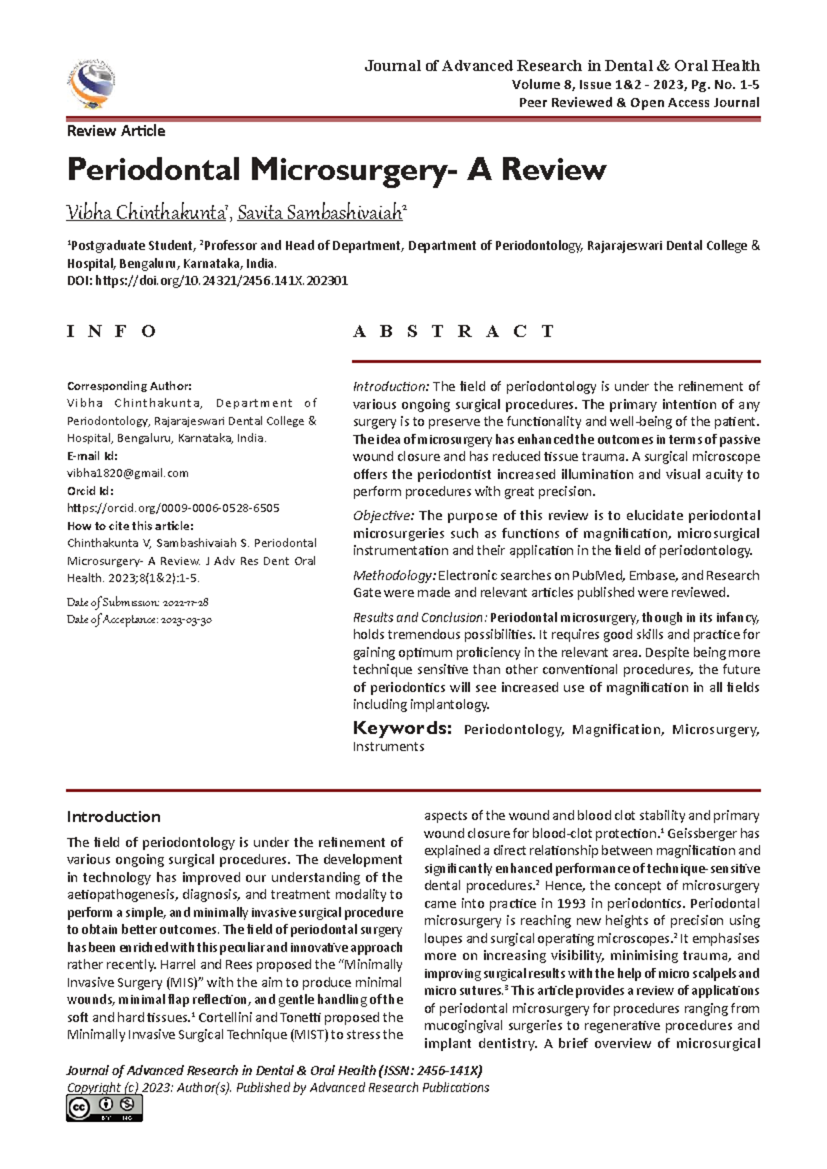 Periodontal Microsurgery: A Comprehensive Review (2023) - Studocu