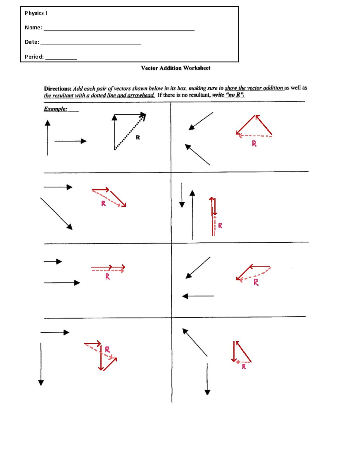 Physics Vector Worksheet Vectors Physics Worksheet Worksheets