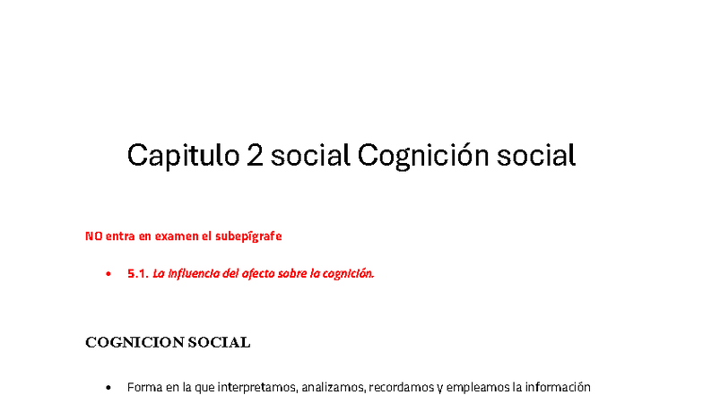 Capítulo 2: Cognición Social y Procesos de Pensamiento (COG 101) - Studocu