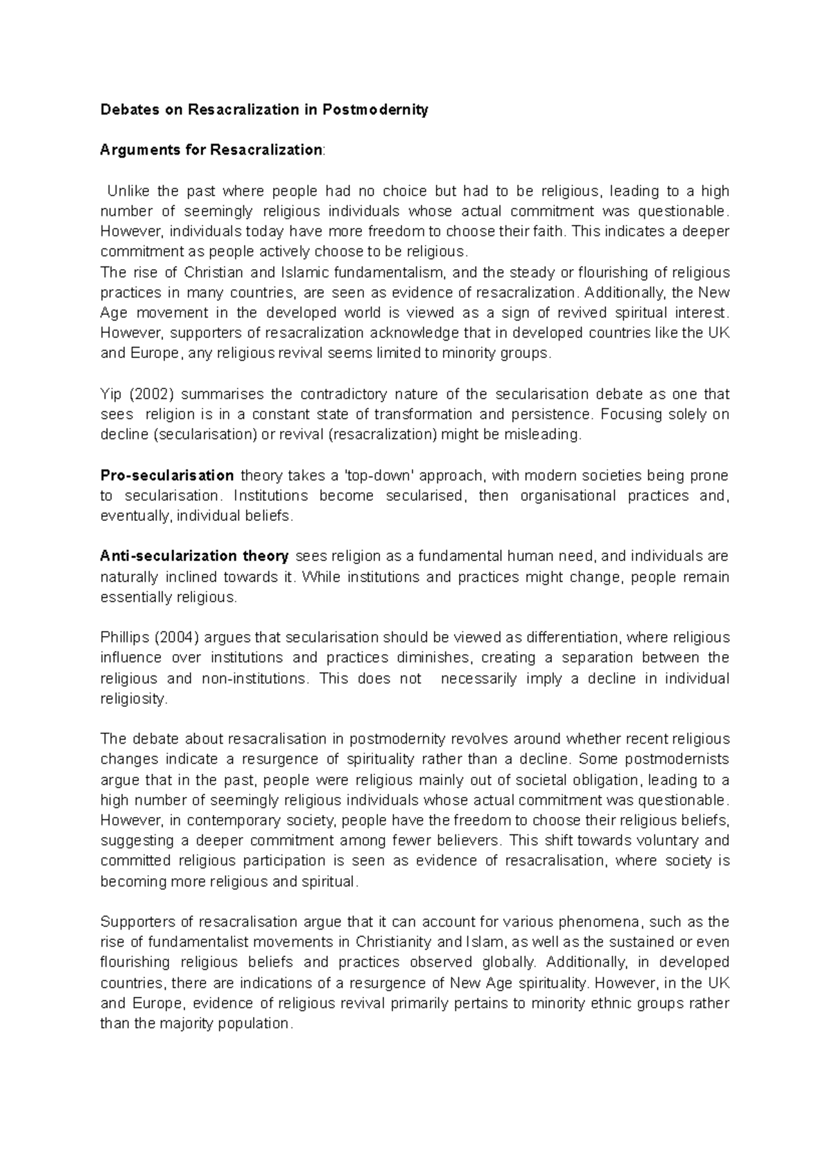 Resacralization Debate in Postmodernity: Perspectives & Implications ...