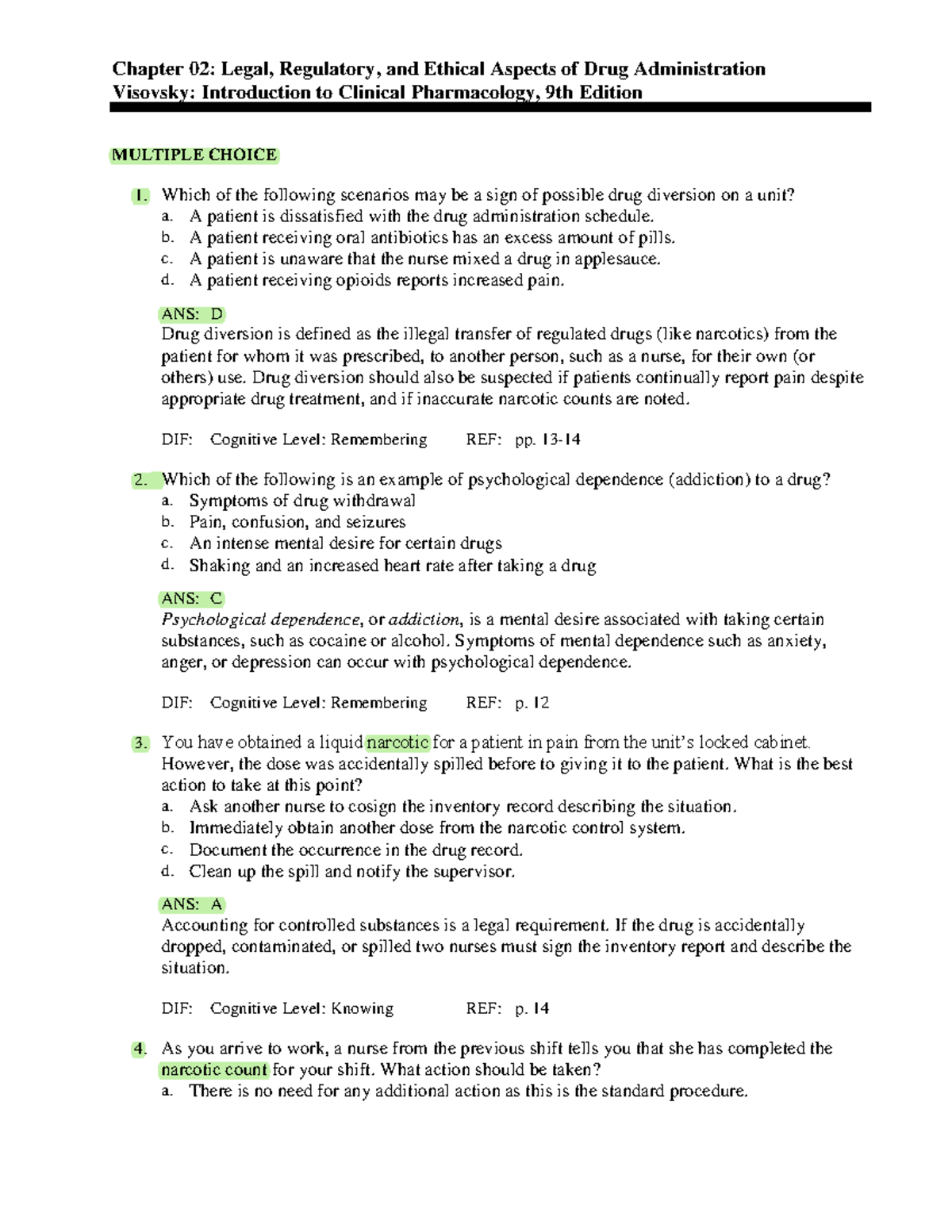 Pharmacology chapter 2 ( Study) - Chapter 02: Legal, Regulatory, and ...