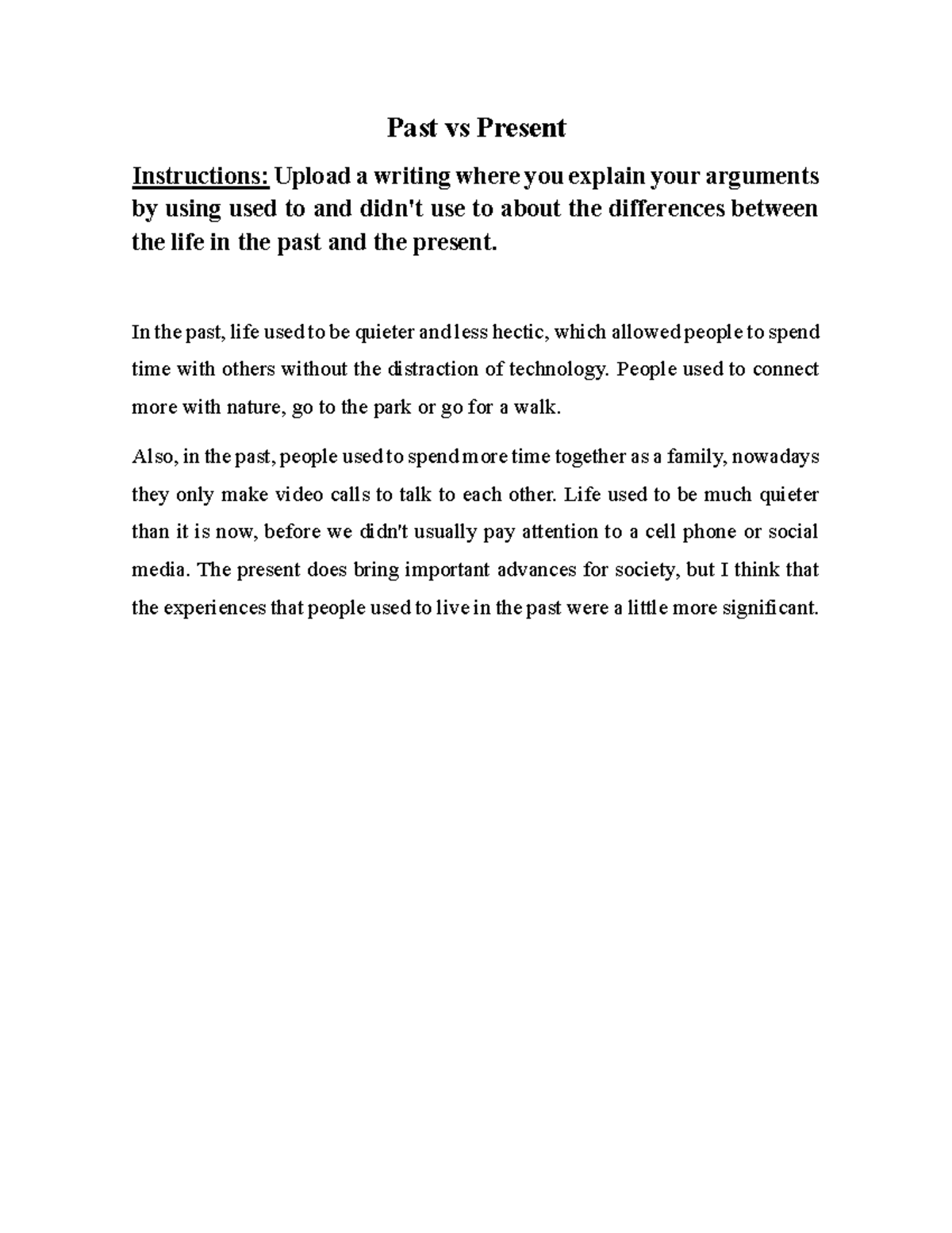 Past vs Present: A Comparative Essay on Life Changes in English - Studocu