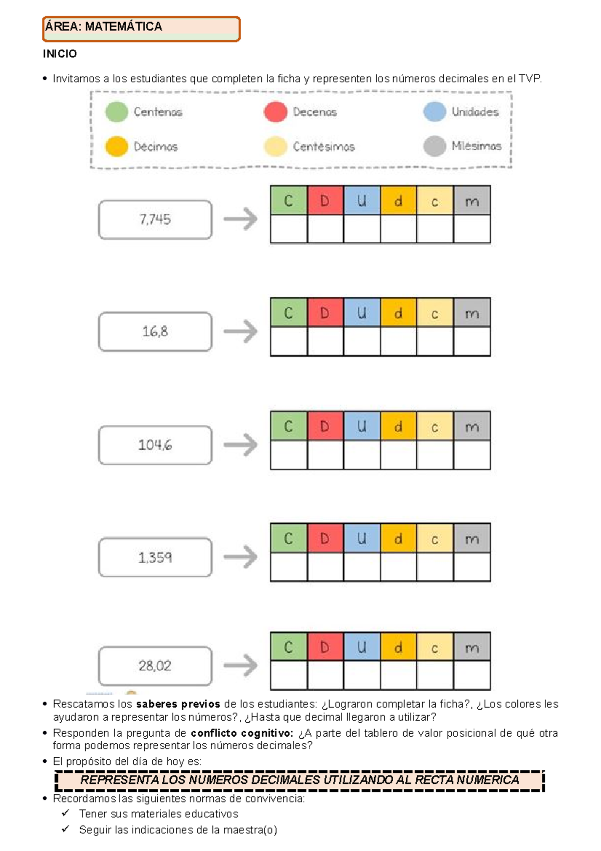 Representación de Números Decimales en Matemáticas - Clase 5B - Studocu