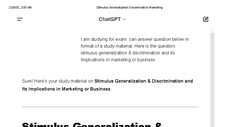 2:00 AM Study Material on Stimulus Generalization & Discrimination in ...