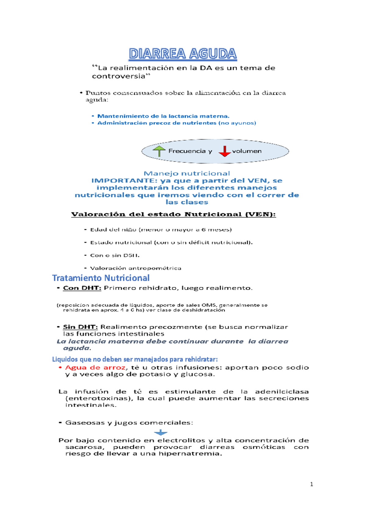 Tratamiento Nutricional y Dietoterapia en Diarrea: Guía para SRO - Studocu