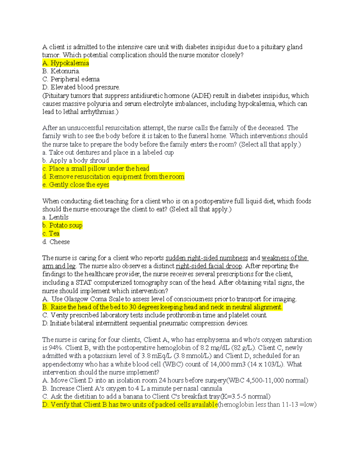 BSN366 EXIT HESI Study Notes: Key Nursing Interventions and Scenarios ...