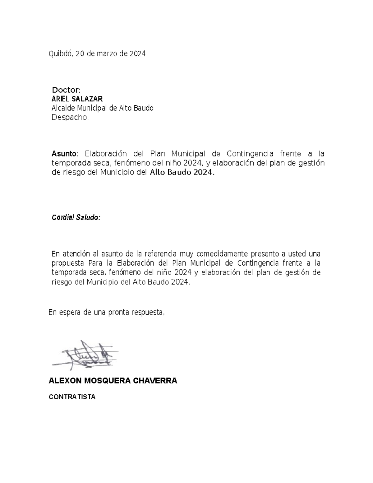 Propuesta de Plan Municipal de Contingencia - Alto Baudo 2024 - Studocu