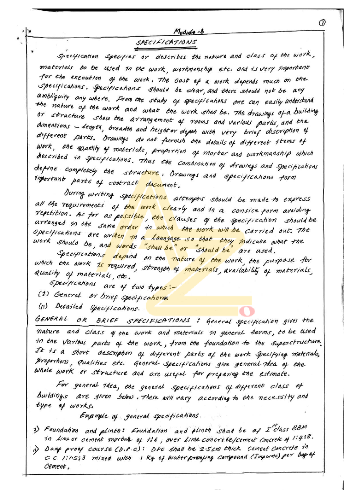 Specifications and Detailed Guidelines for Construction Work (QSCM Mod3 ...