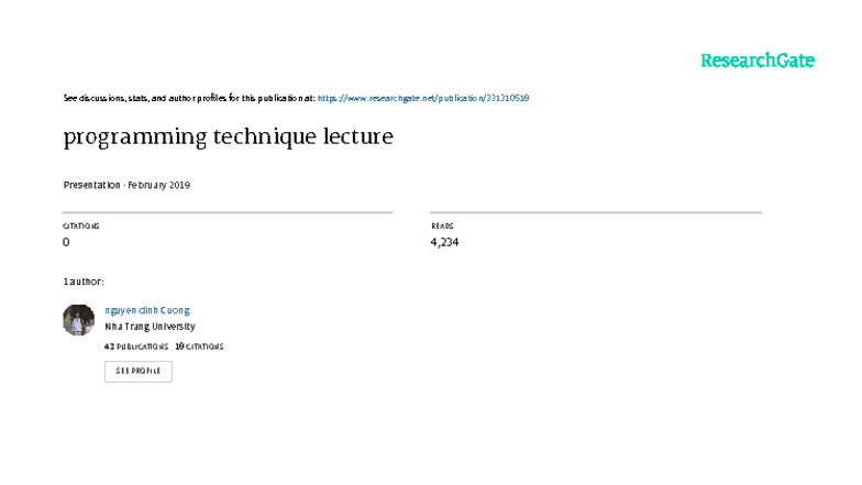 Programmingtechniquelecture - See discussions, stats, and author ...