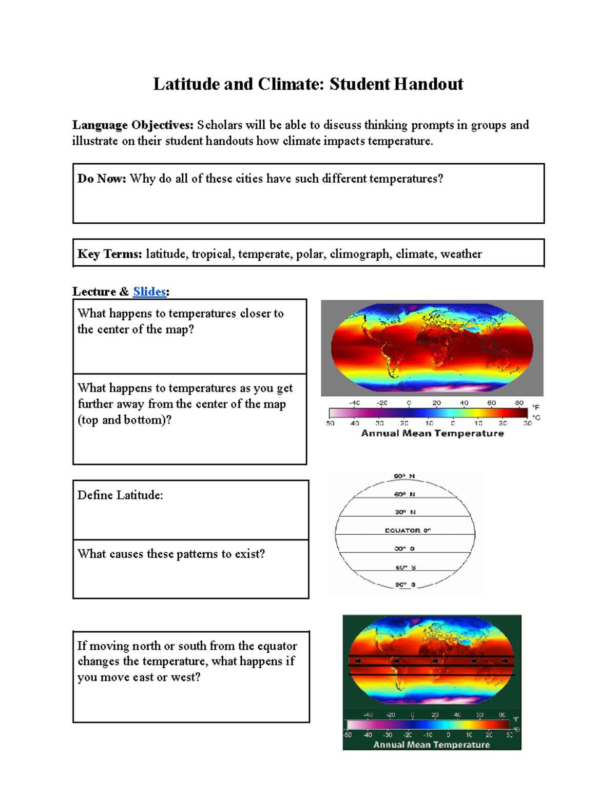 Revised Student Handout - Latitude and Climate - Latitude and Climate ...