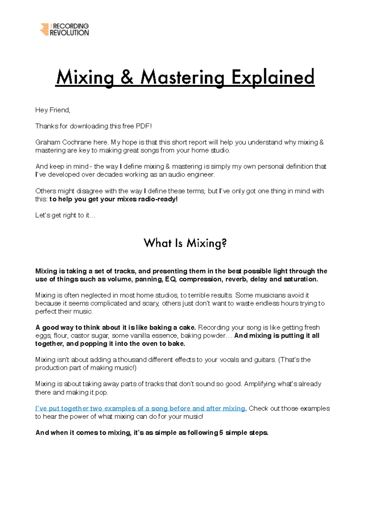 Mixing & Mastering Essentials: A Guide by Graham Cochrane - Studocu