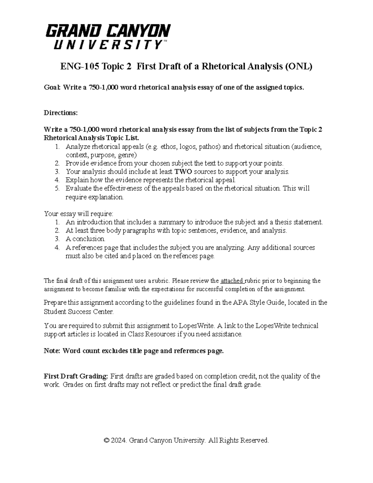 ENG-105ONL-T2 Rhetorical Analysis First Draft Guidelines and Tips - Studocu