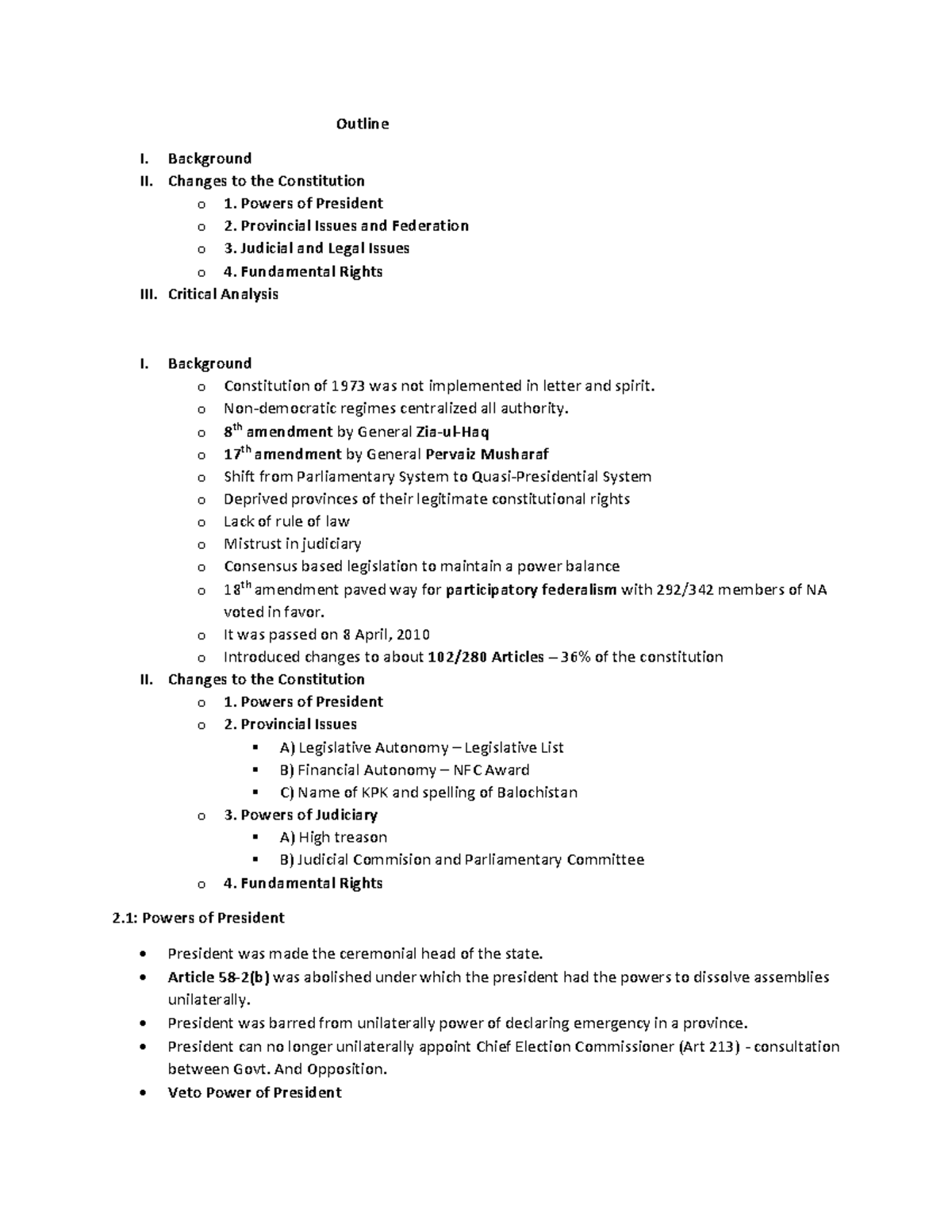 18th Amendment to the Constitution: Critical Analysis & Changes (Sample ...