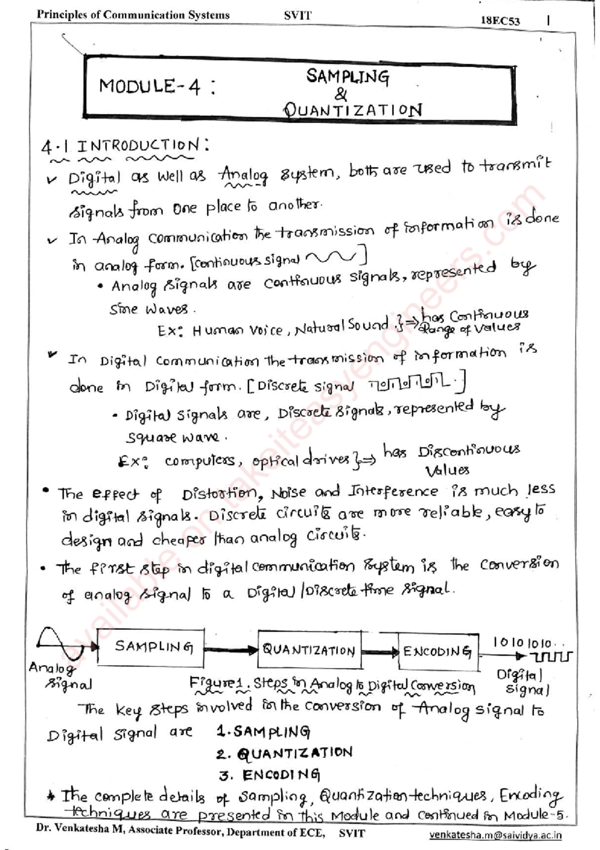 Sampling and Quantization in Communication Systems SVIT 18EC53 - Studocu