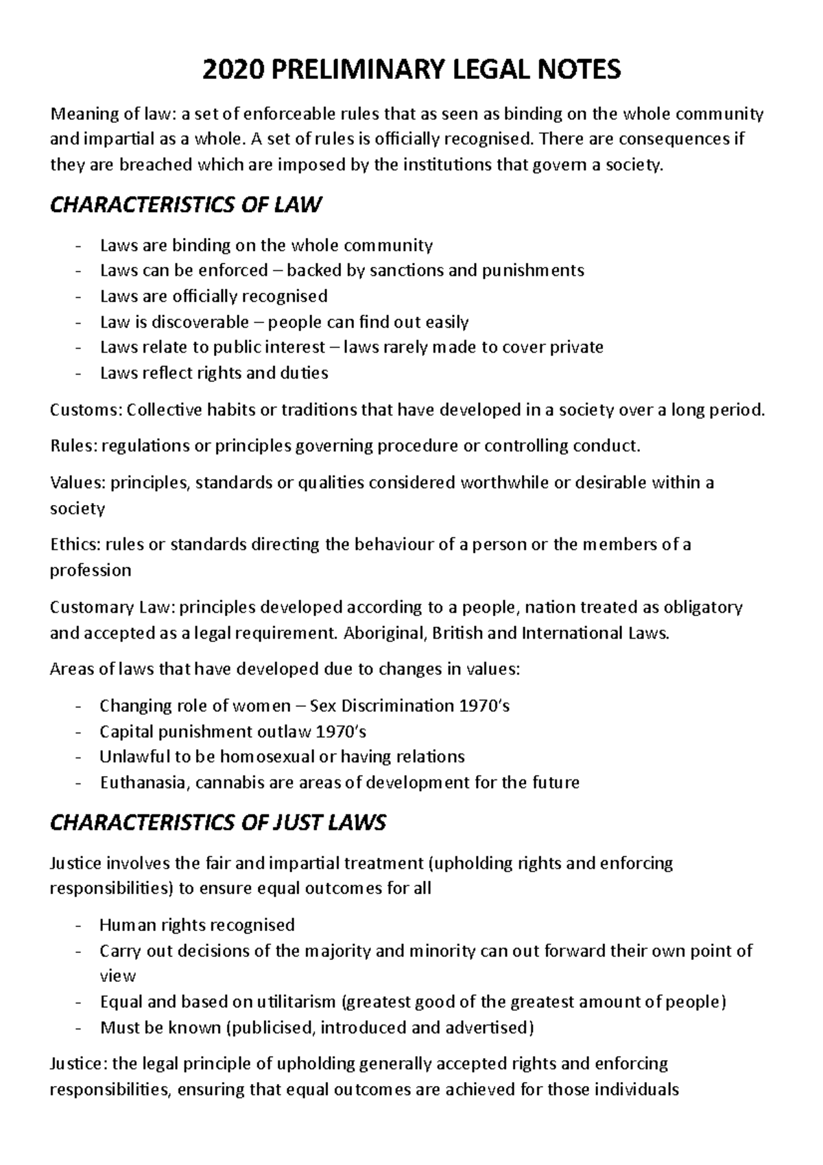 Full Preliminary Legal Notes - 2020 PRELIMINARY LEGAL NOTES Meaning of ...