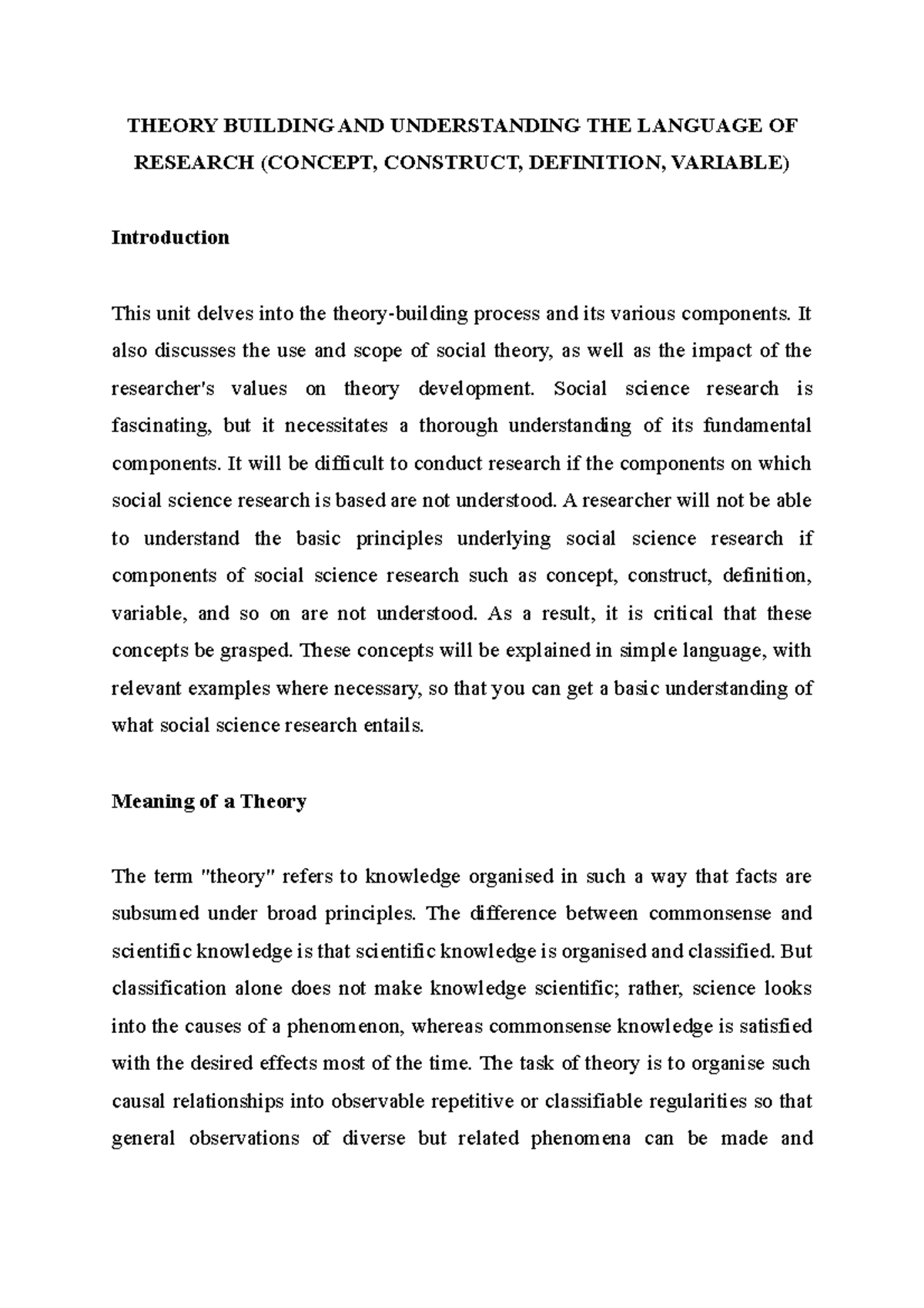 Theory Building and Research Language: Concepts, Constructs, and ...