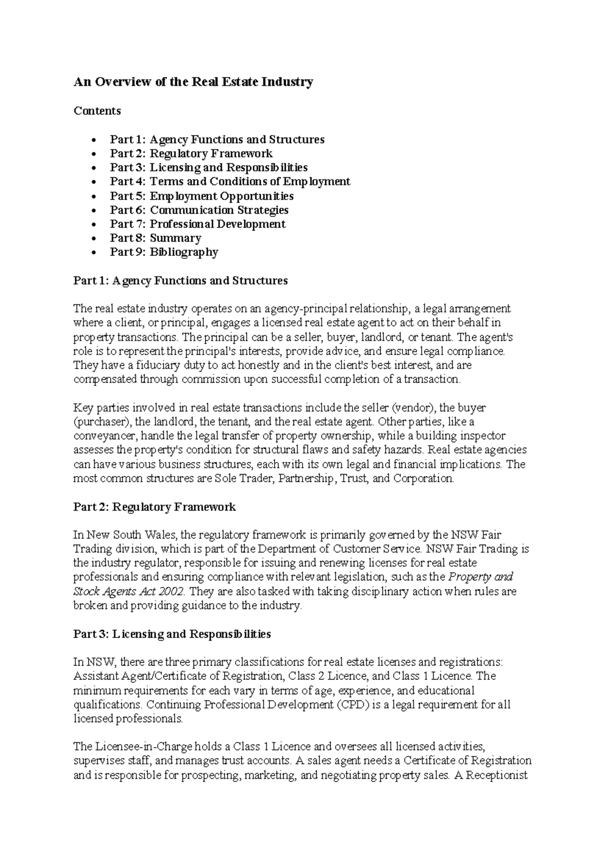 Real Estate Industry Overview: Agency, Regulation & Careers - Studocu