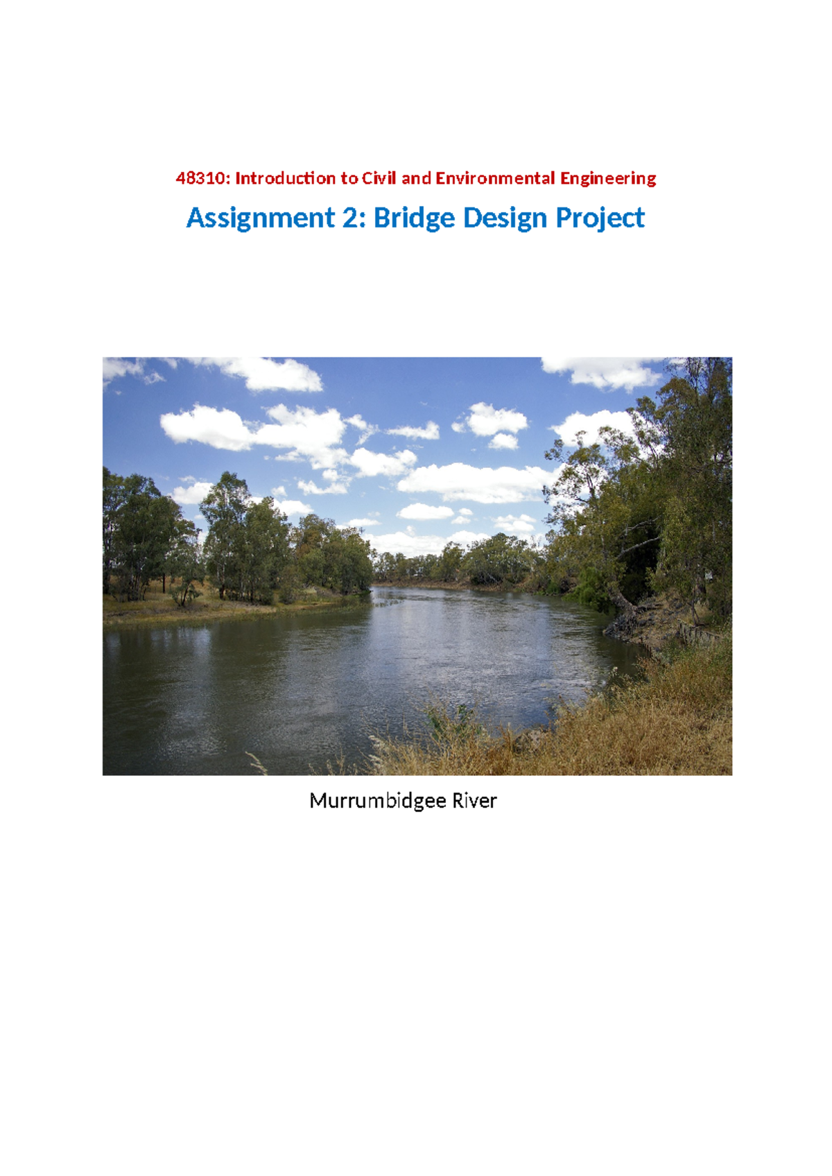 48310: Assignment 2 - Bridge Design Project Analysis - Studocu