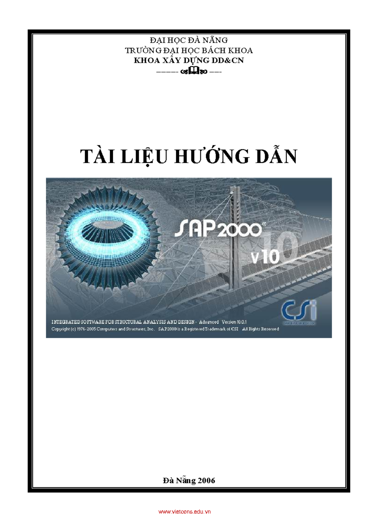 Giáo trình SAP2000 V10 - Tính Toán và Thiết Kế Kết Cấu - Studocu