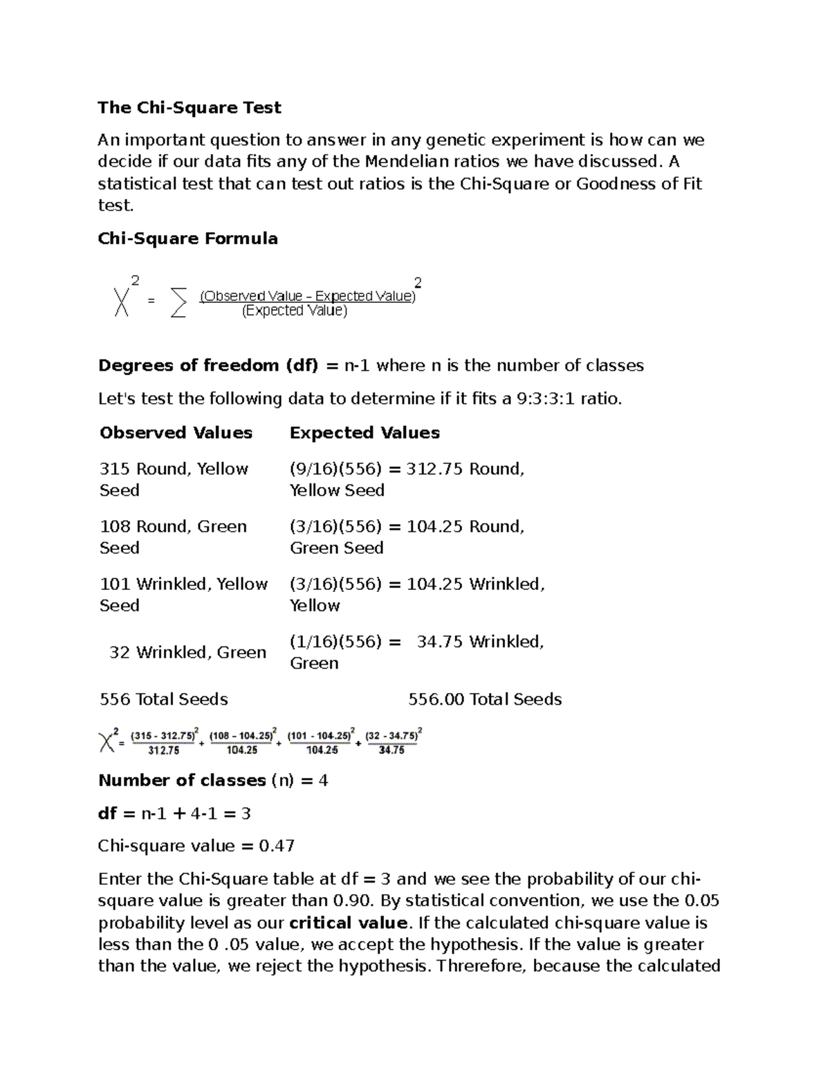 The Chi-Square Test - Lecture notes - The Chi-Square Test An important ...