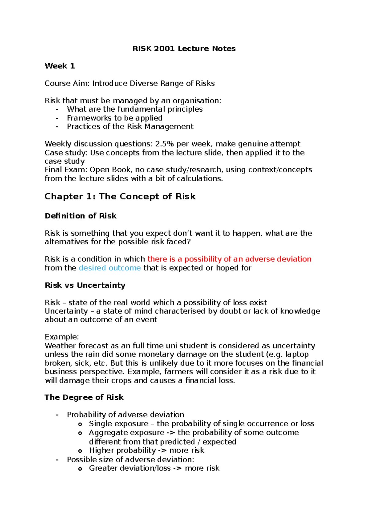 Tutorial Week 8 Questions Warning Tt Undefined Function 32 1 Fundamentals Of Risk And Risk