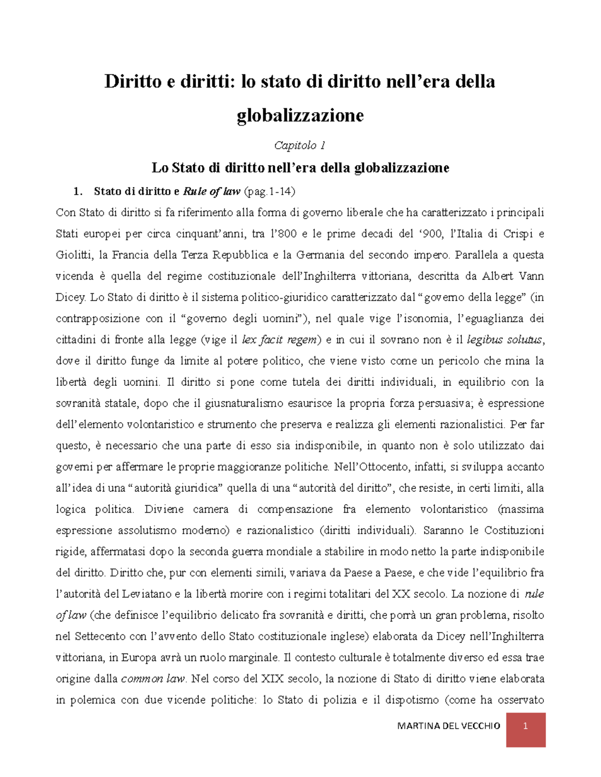 Riassunto di "Diritto e diritti" di Santoro: Stato di diritto e crisi ...