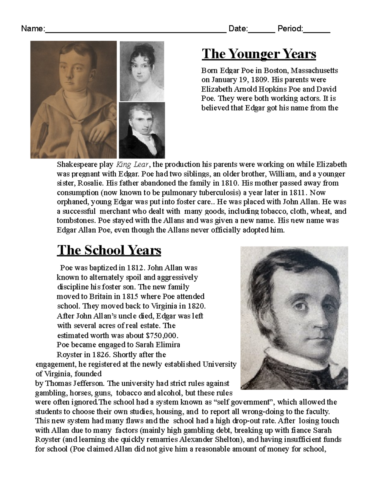 CSI- Edgar Allan Poe - Name ...