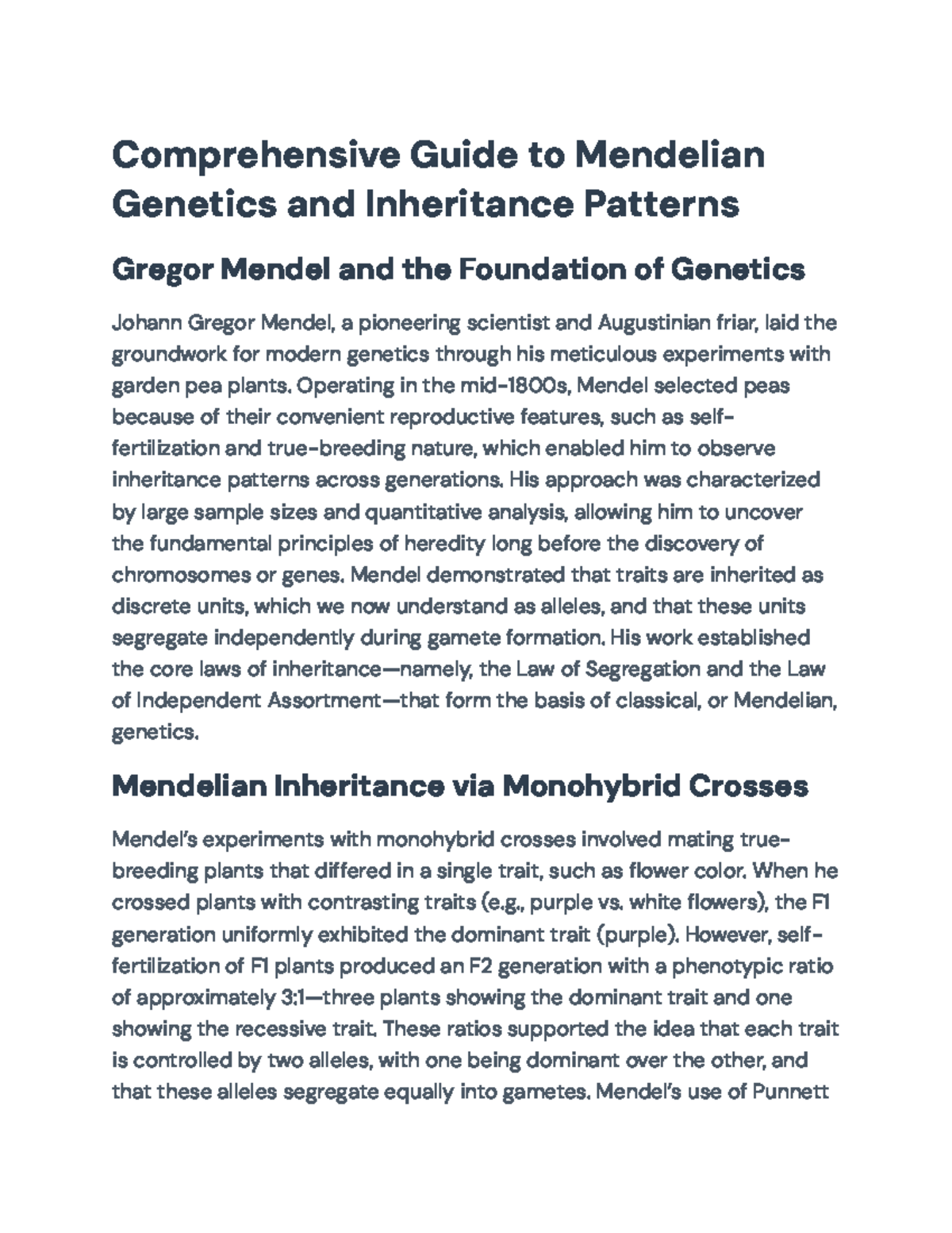 Mendelian Genetics: A Comprehensive Study of Inheritance Patterns - Studocu
