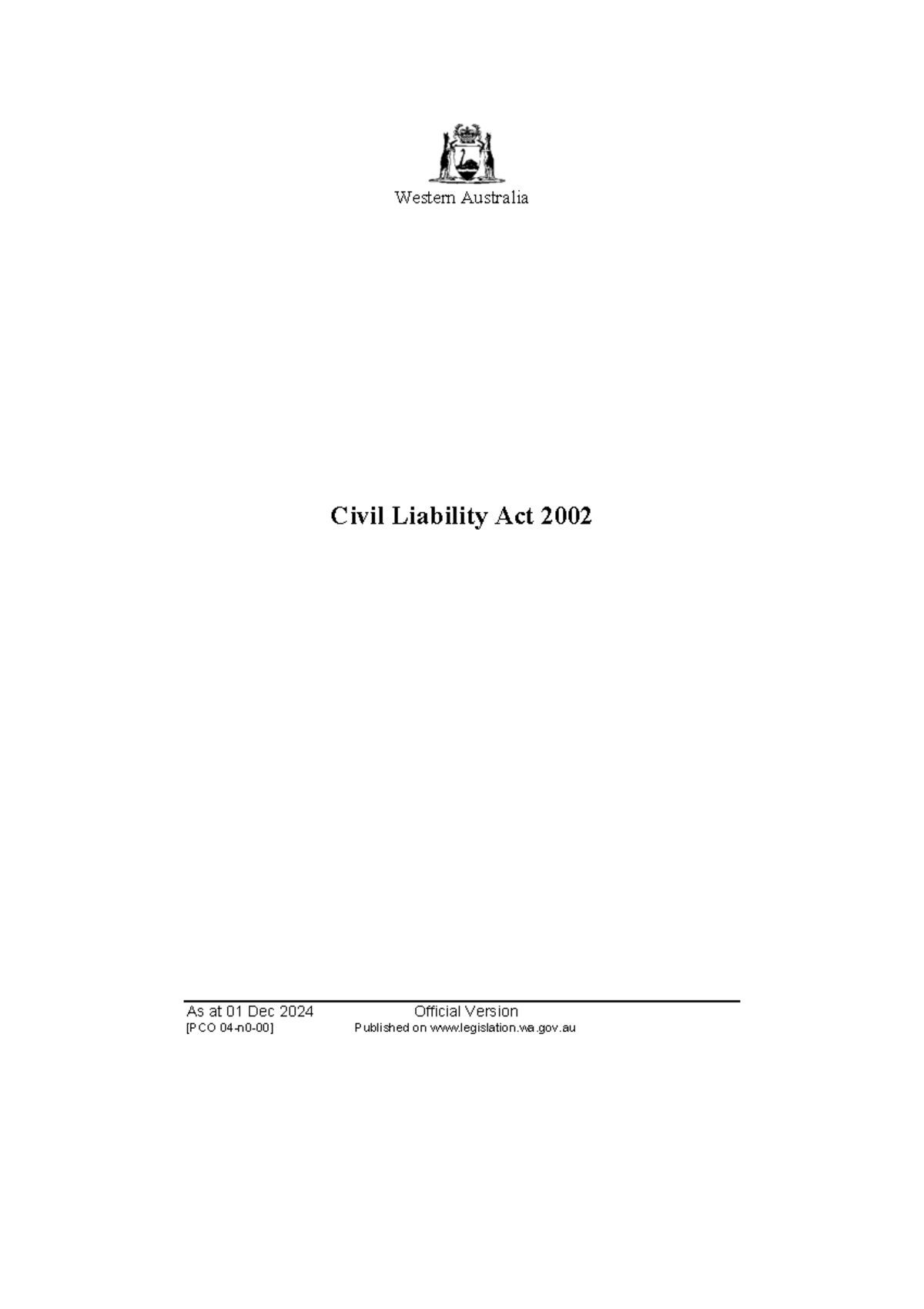 CLA 2002 (WA) Cheat Sheet: Key Provisions & Liability Principles - Studocu