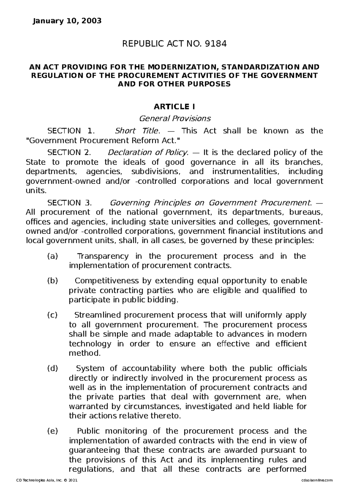 RFBT 9184: Government Procurement Reform Act Overview and Provisions ...