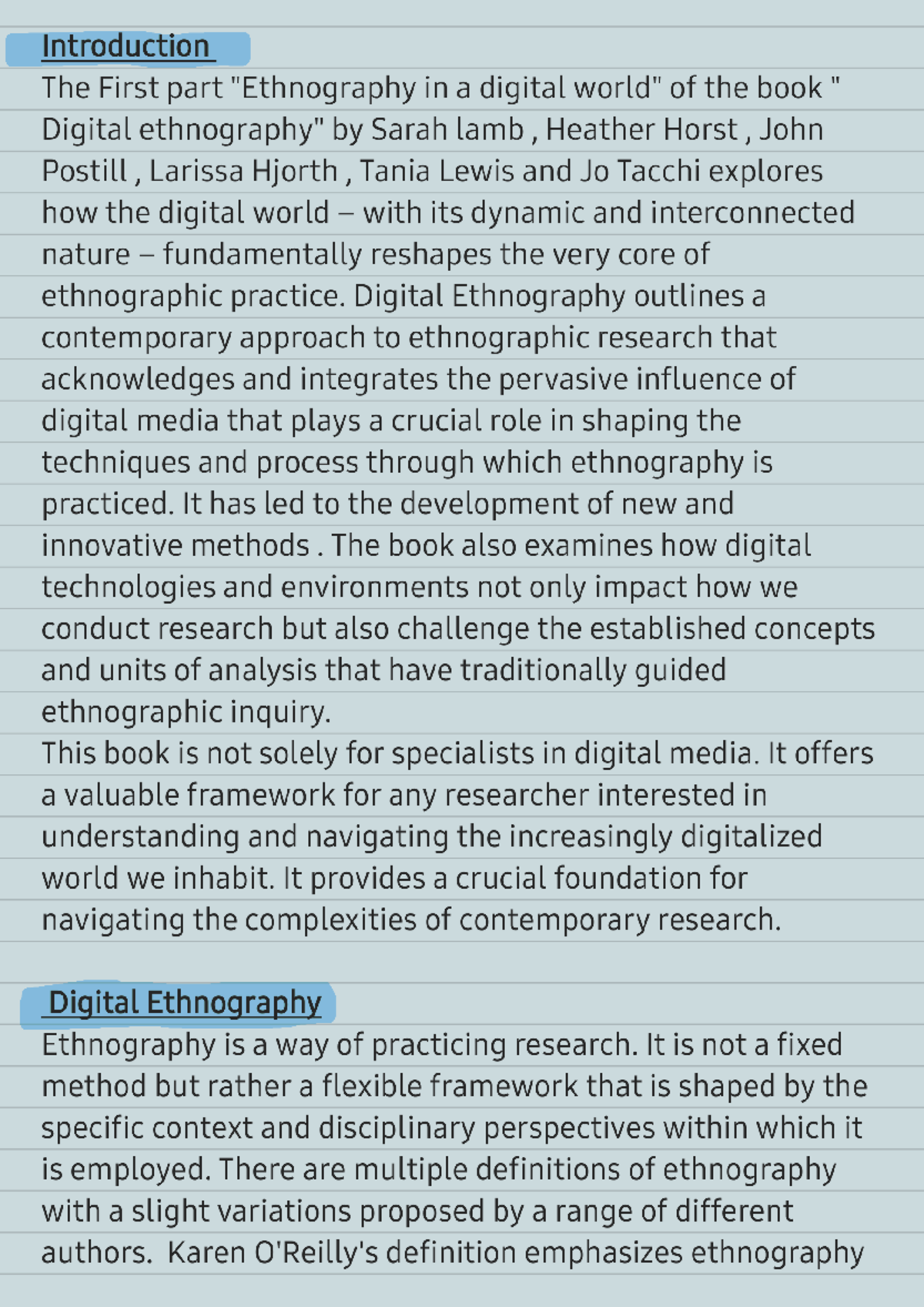 DIG 301: Digital Ethnography - Exploring New Research Horizons - Studocu
