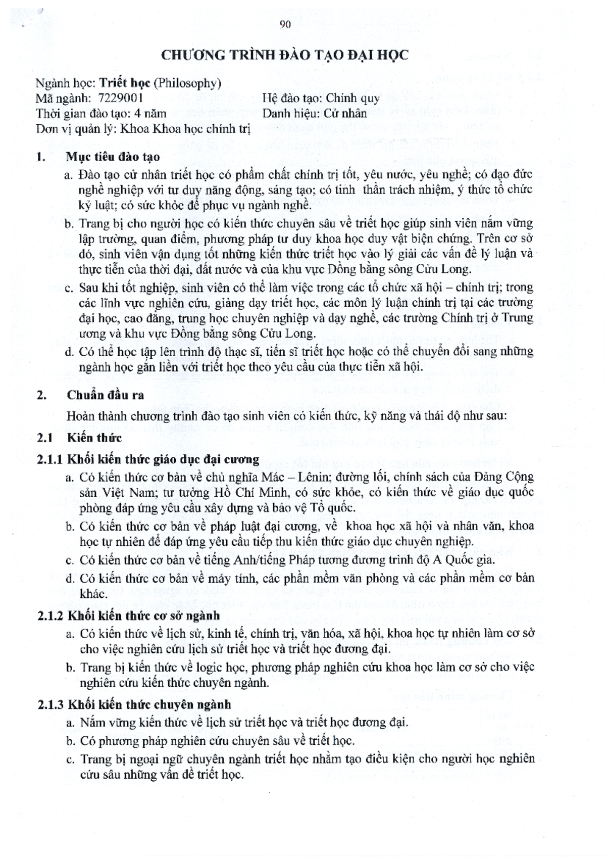 Triet-hoc - hay lắm nha - 90 CHUONG TRINH DÃO TAO DAI HQC Nganh hoc ...