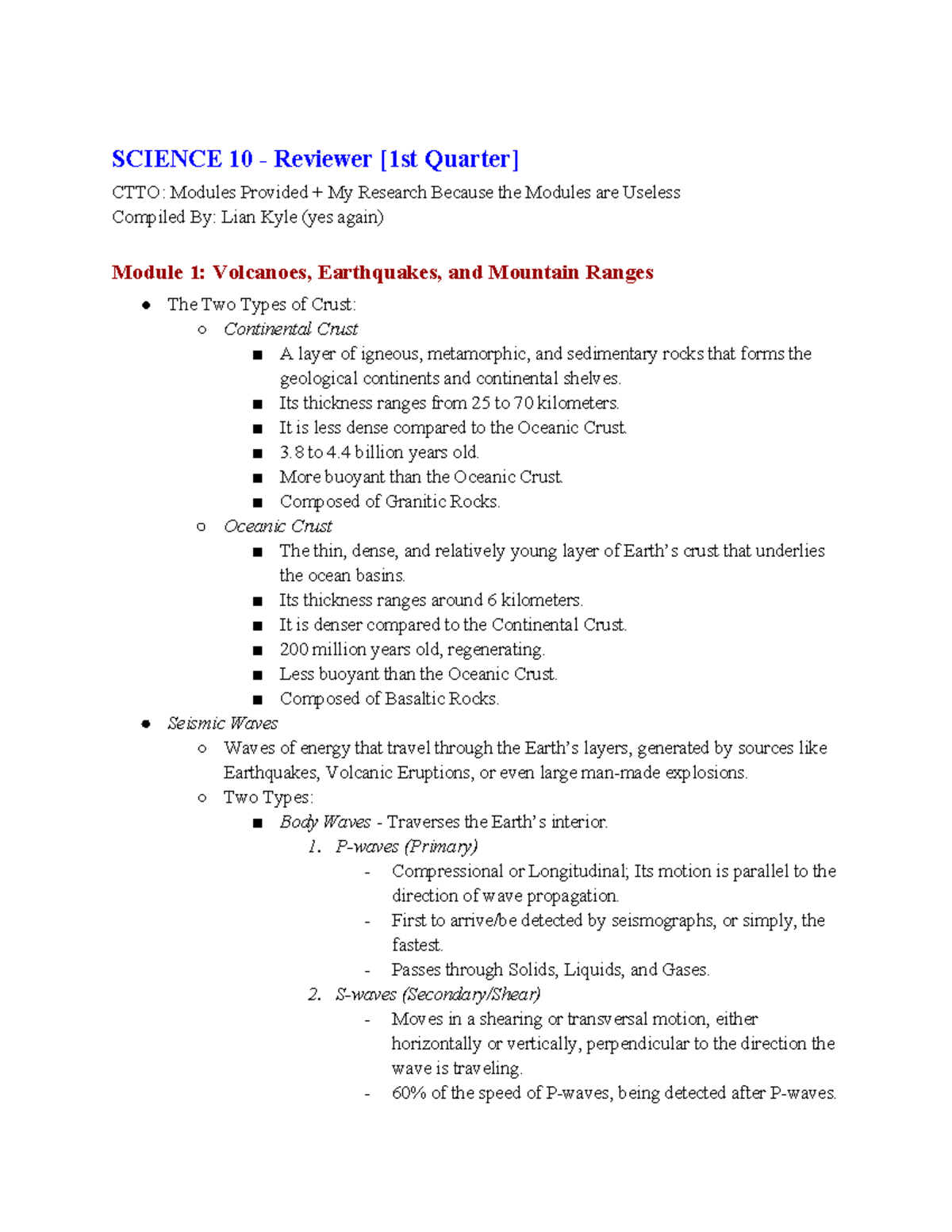 SCIENCE 10 Reviewer: Earth Science Concepts and Plate Tectonics - Studocu