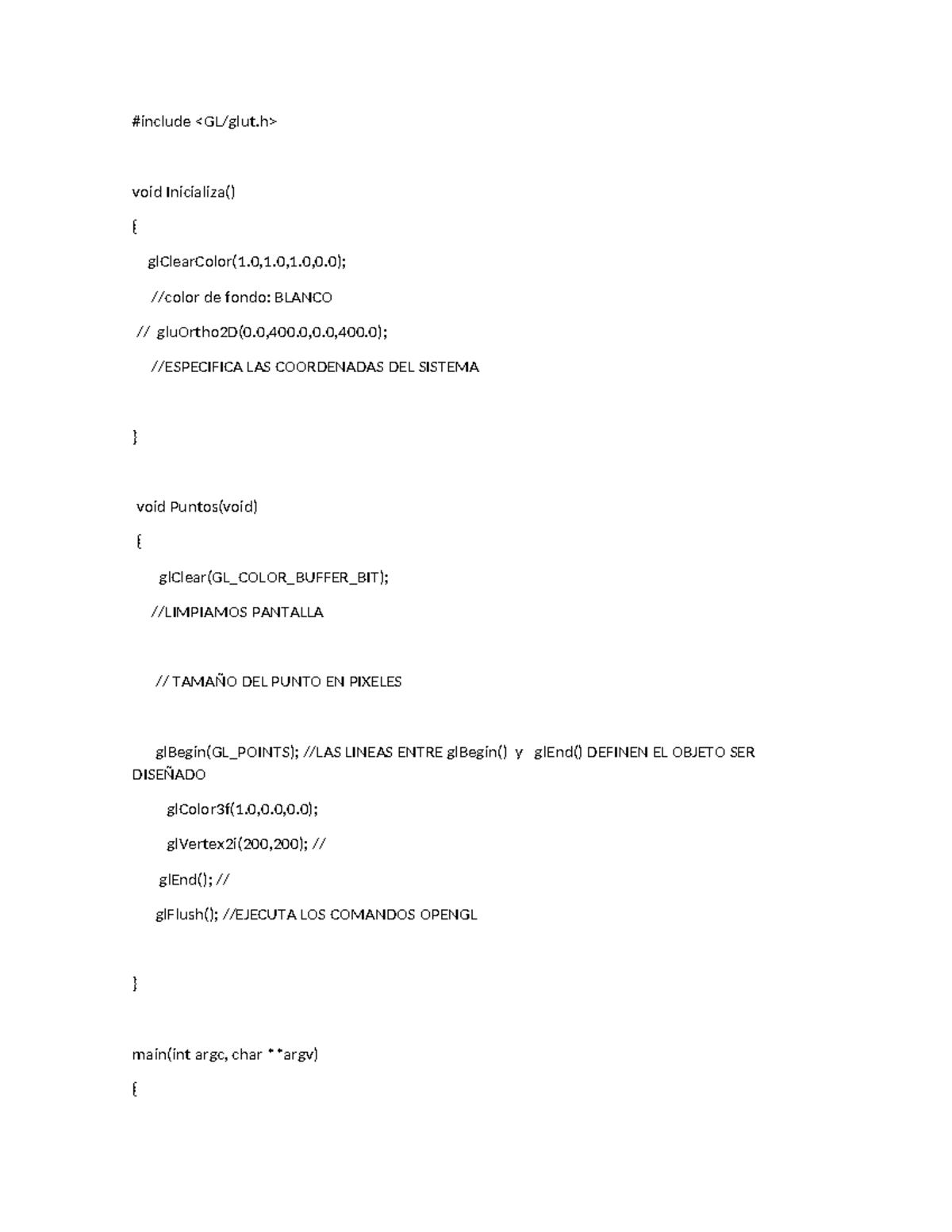 Puntos - conceptual - #include void Inicializa() { glClearColor(1,1,1,0); //color de - Studocu