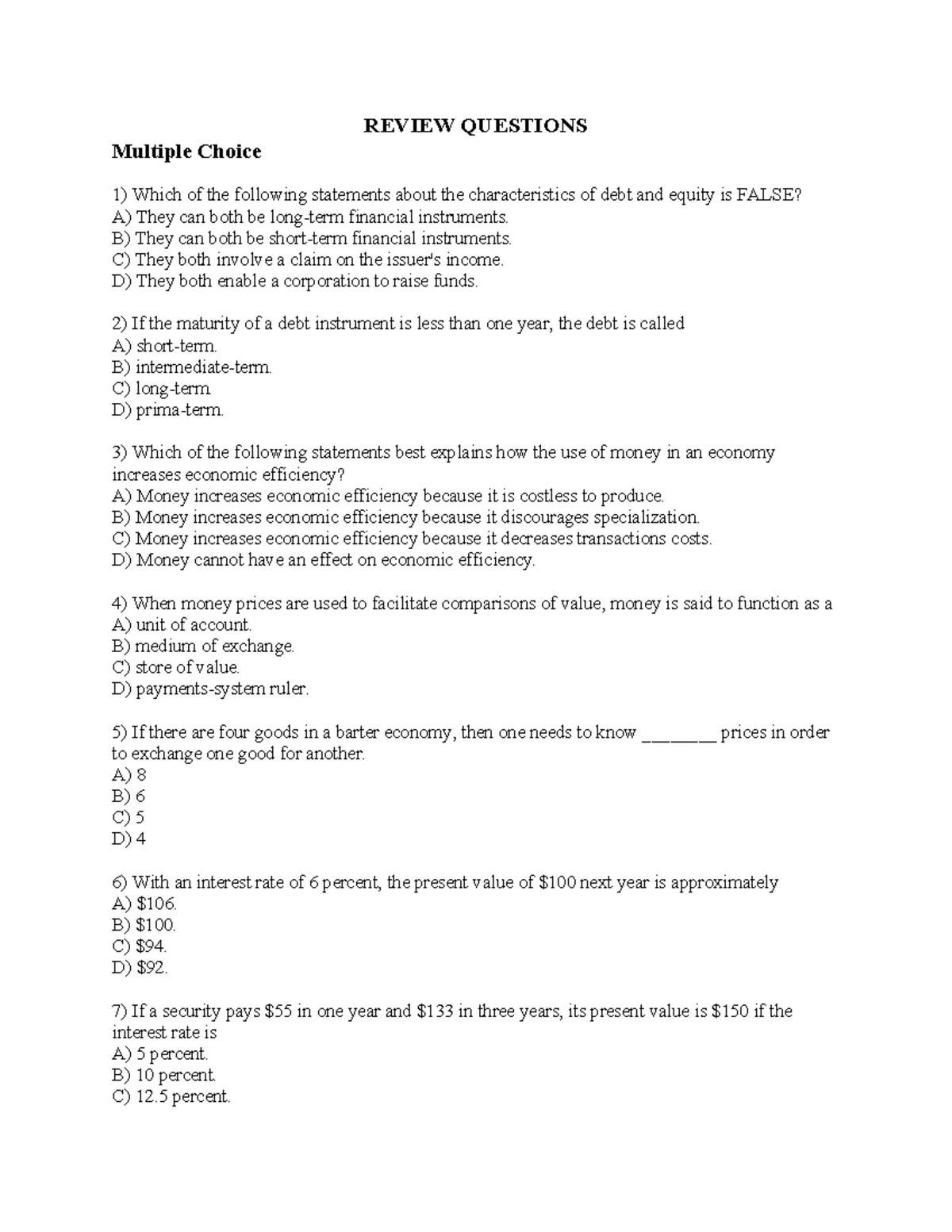 REVIEW QUESTIONS - THUẾ: Multiple Choice & Short Answer - Studocu