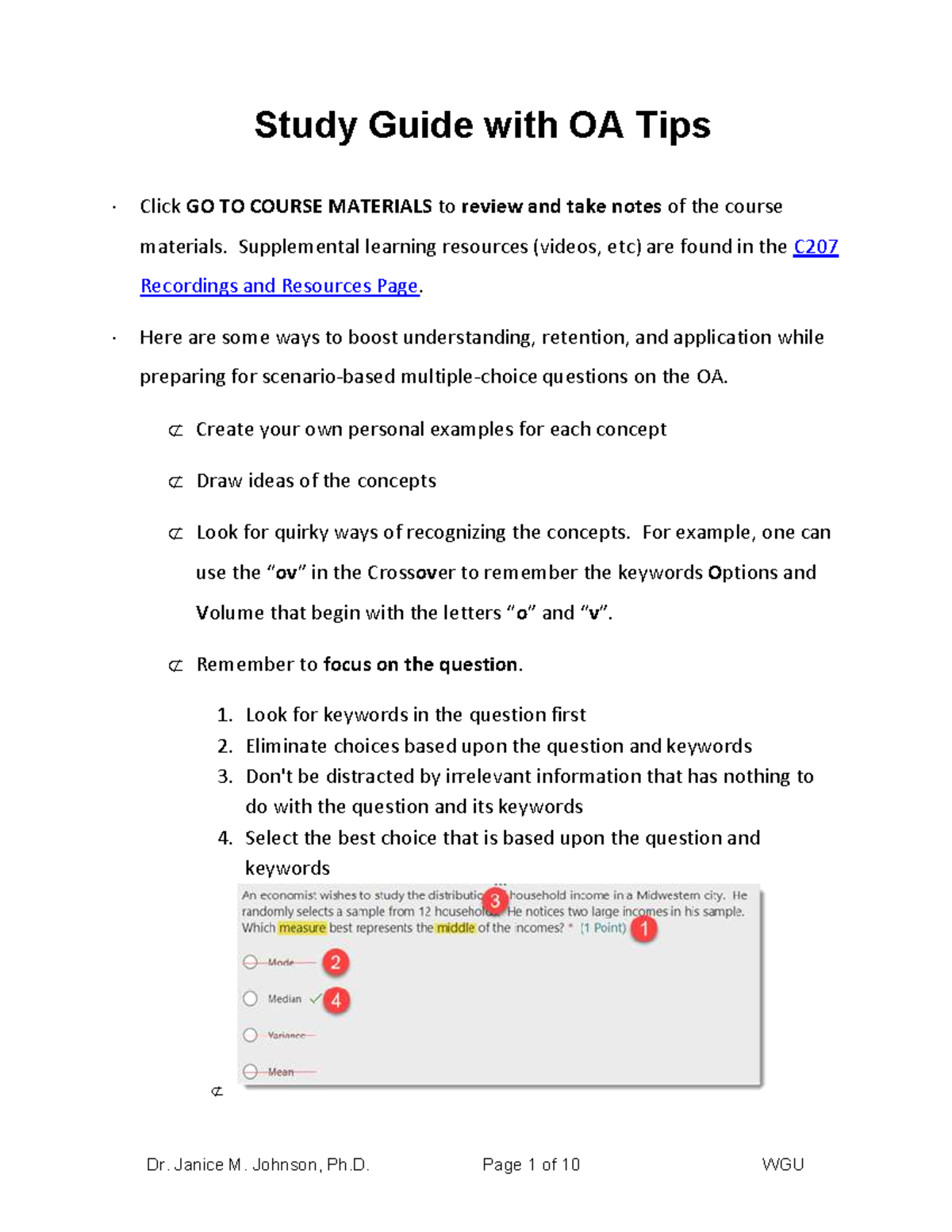 OA Study Guide: Tips for Success in C207 - Studocu