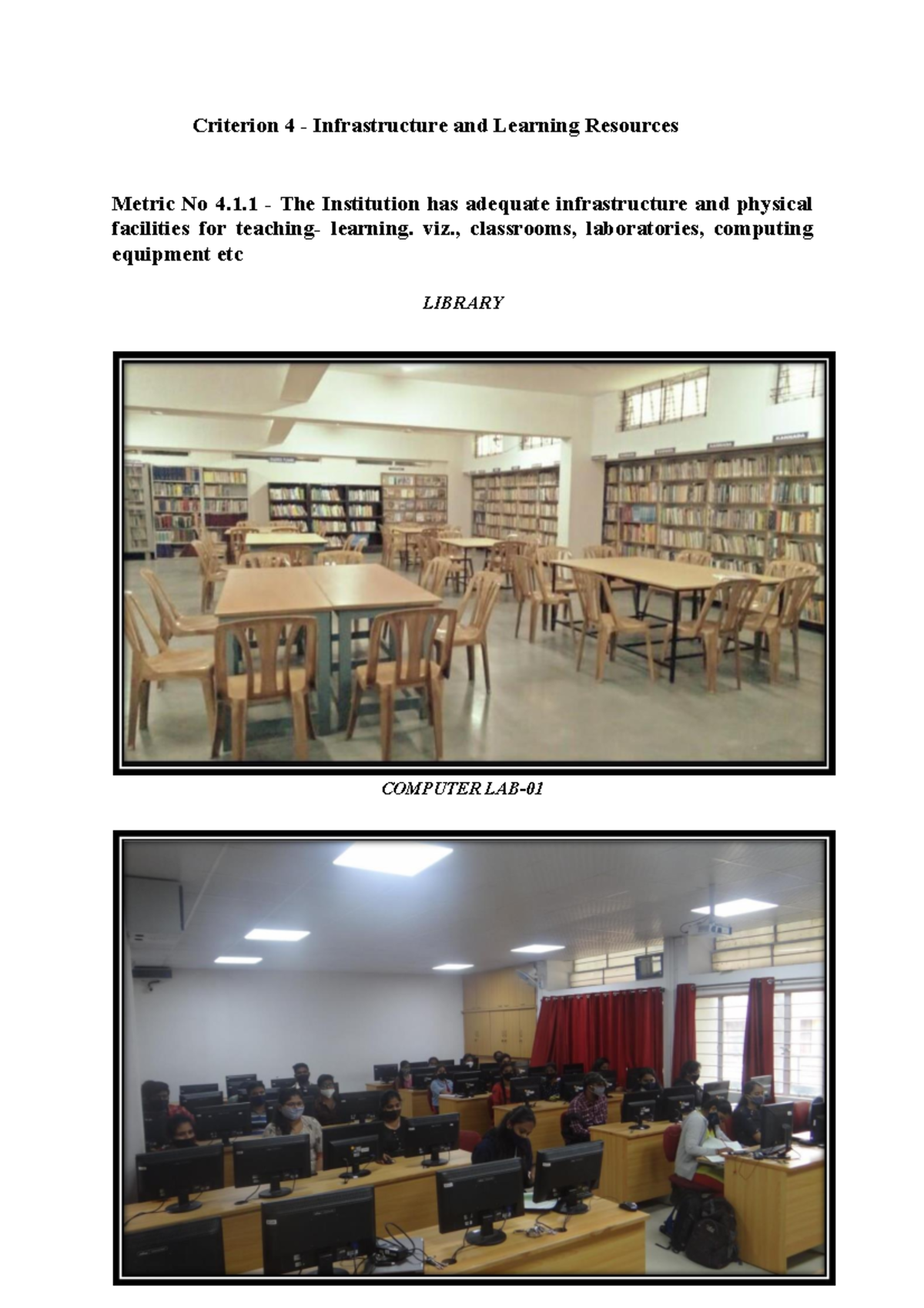 Criterion 4 - Infrastructure & Learning Resources Overview - Studocu