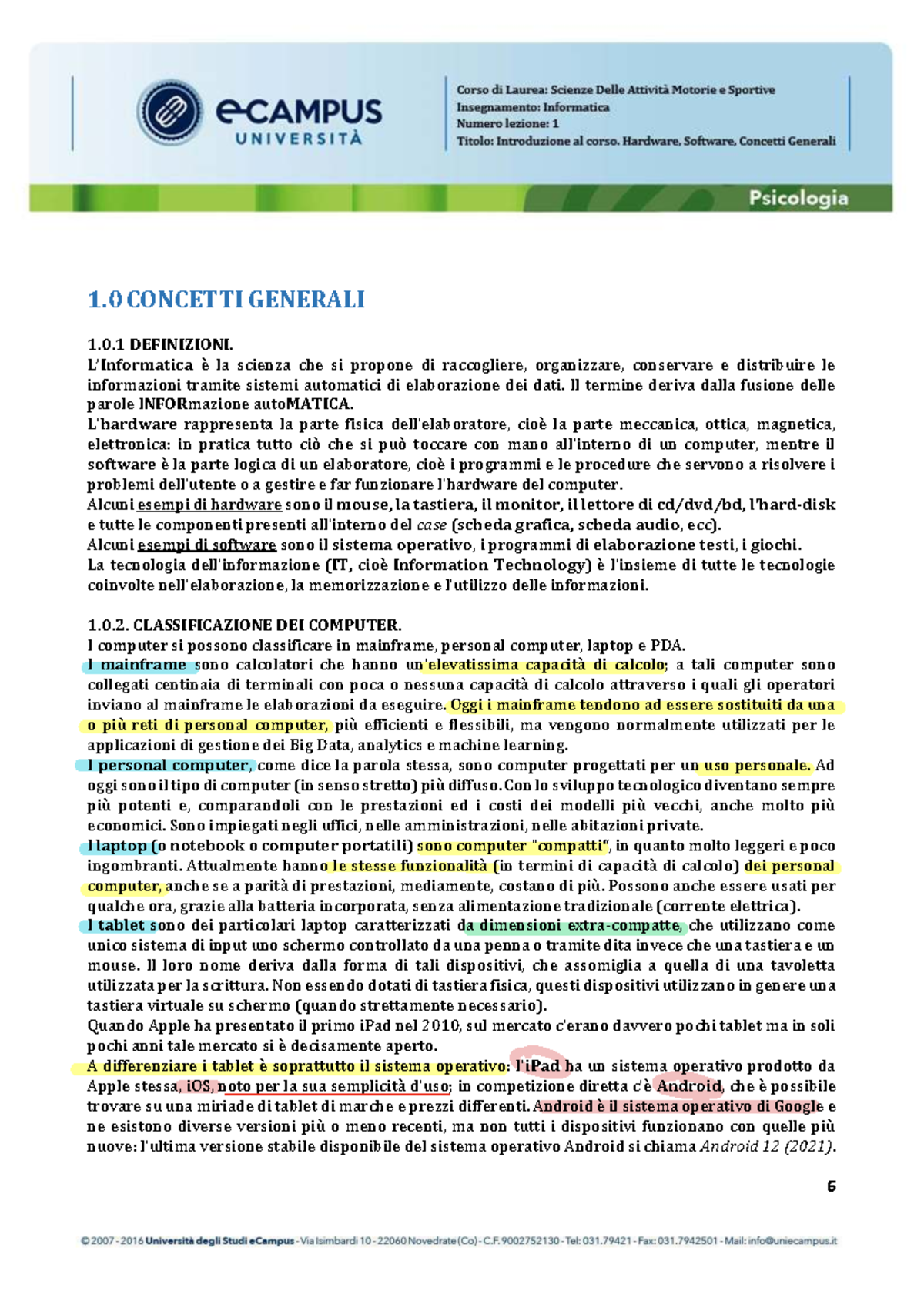 L1 - Concetti Generali su Hardware e Software nel Sistema Operativo ...