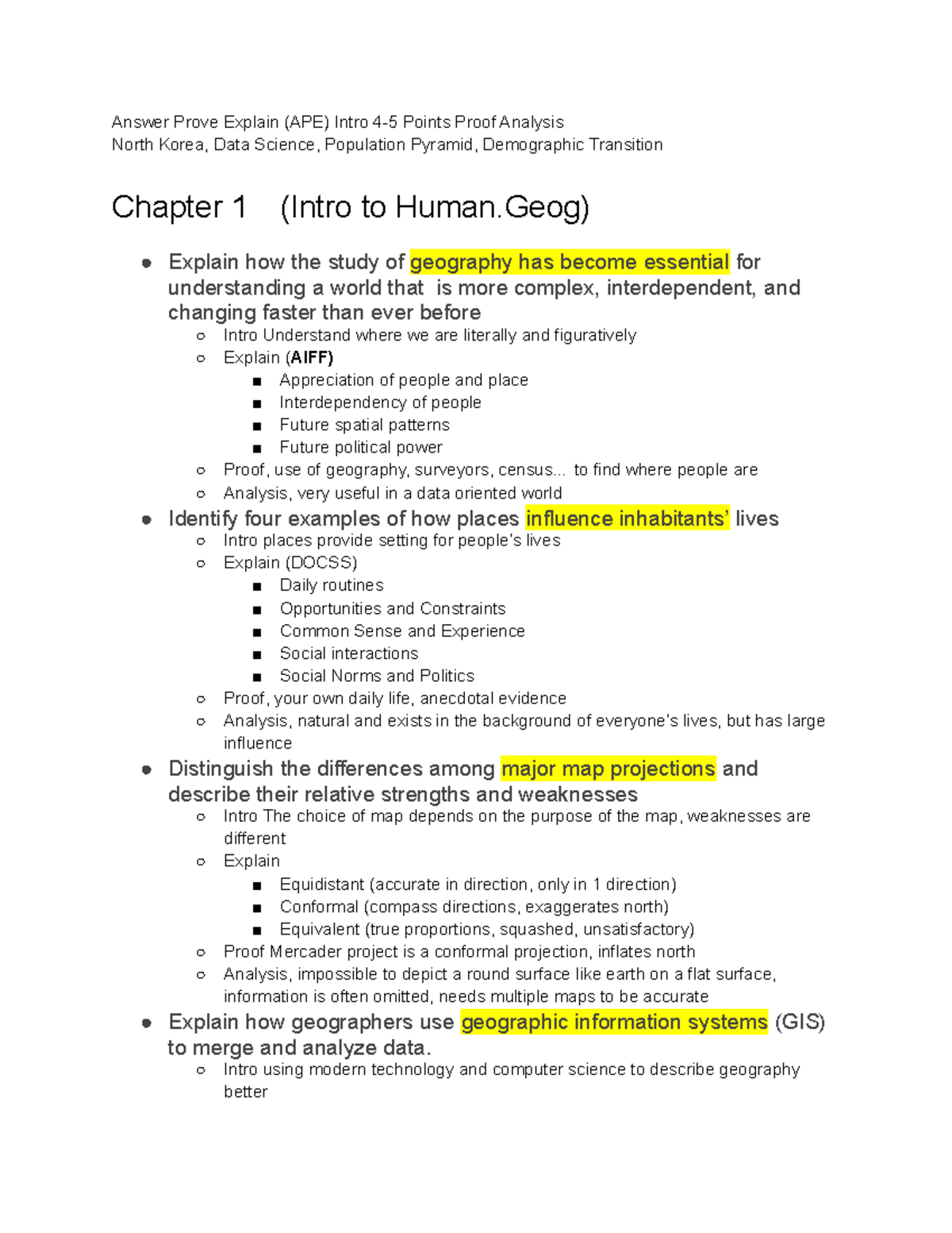 Geog 101 Quiz 1 Summary: Key Concepts in Human Geography - Studocu