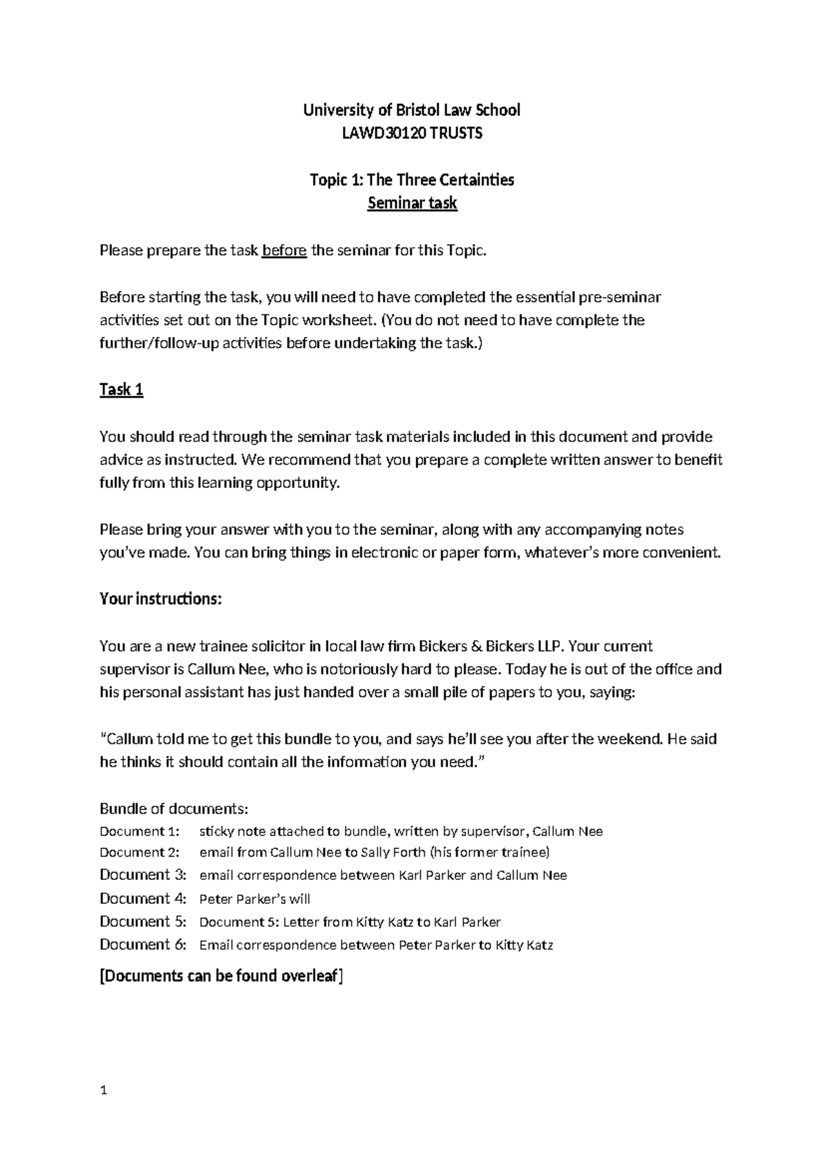 Topic 1 Case Bundle 24-25 - University of Bristol Law School LAWD30120 ...