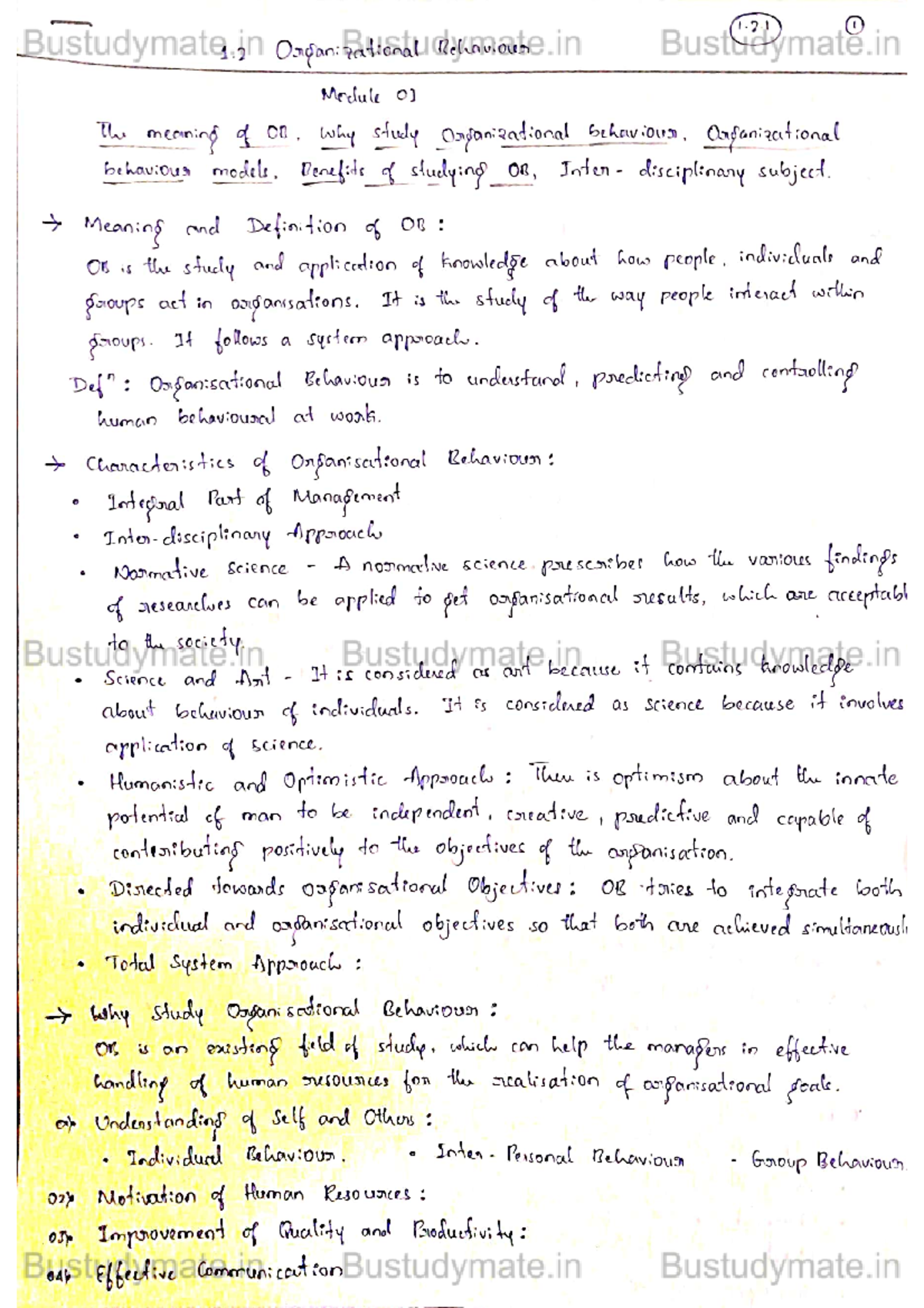 OB 101: Understanding Organizational Behavior - Module 1 Notes - Studocu