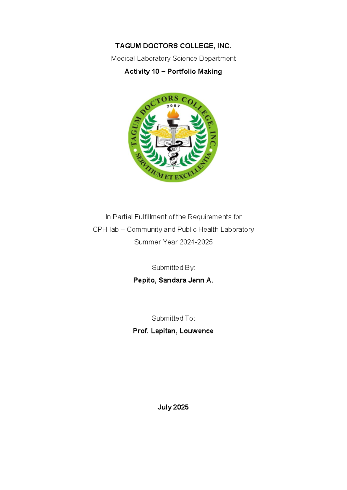 CPH 101: Community and Public Health Activity Portfolio - Studocu